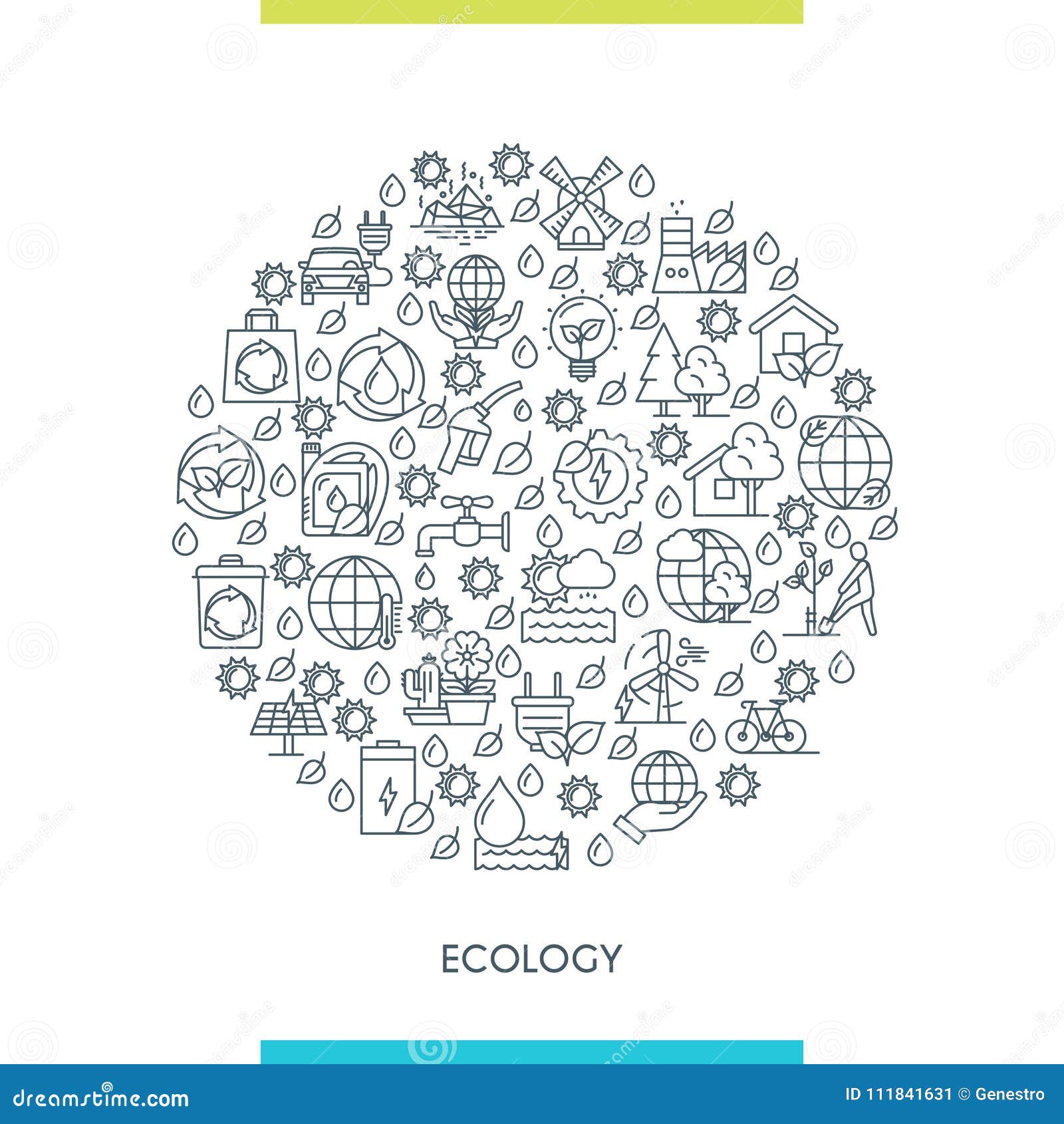Thin Line Design Ecology Concept Stock Vector - Illustration of ...
