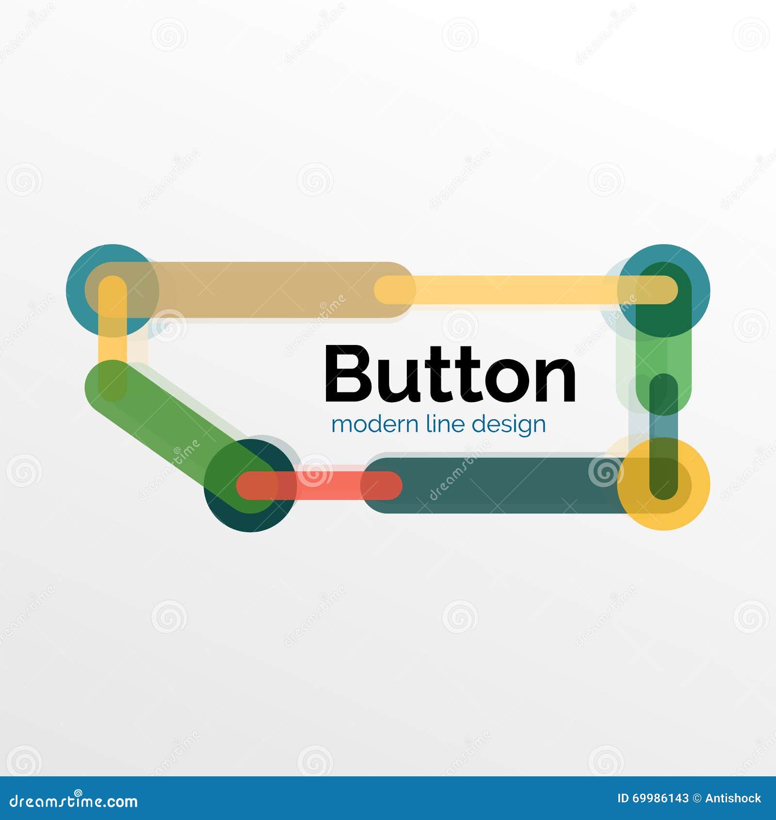 Thin Line Design Geometric Button, Flat Illustration Stock Illustration ...