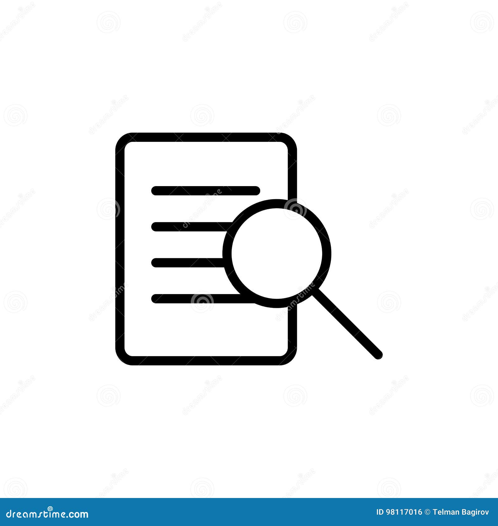 Thin Line Document Text Search Icon Stock Illustration - Illustration ...