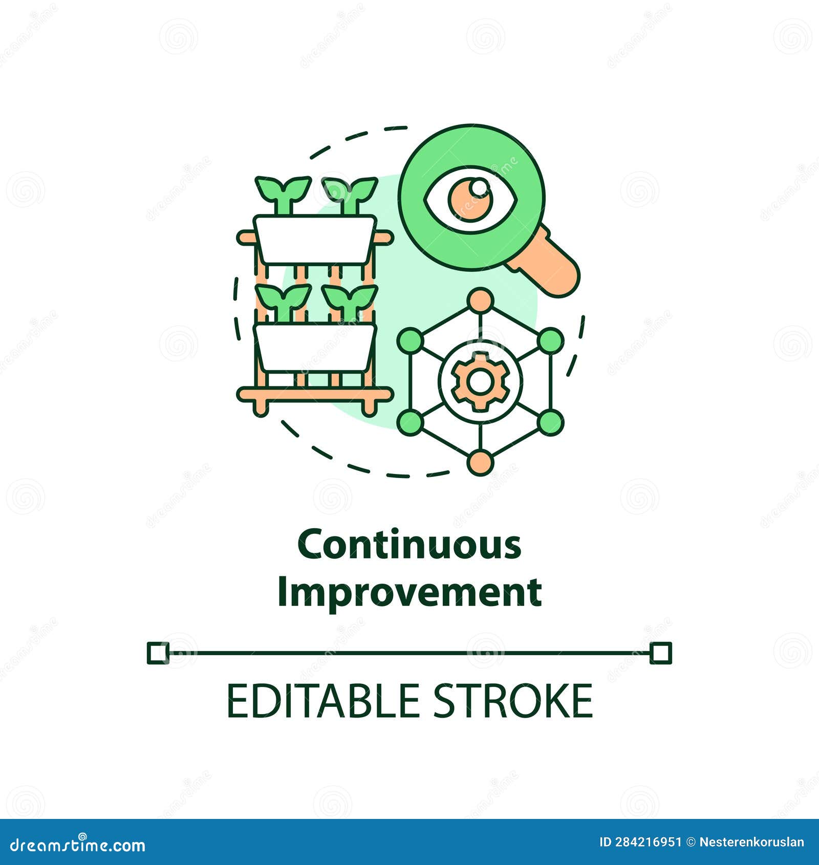 Thin Line Editable Continuous Improvement Icon Concept Stock Vector ...