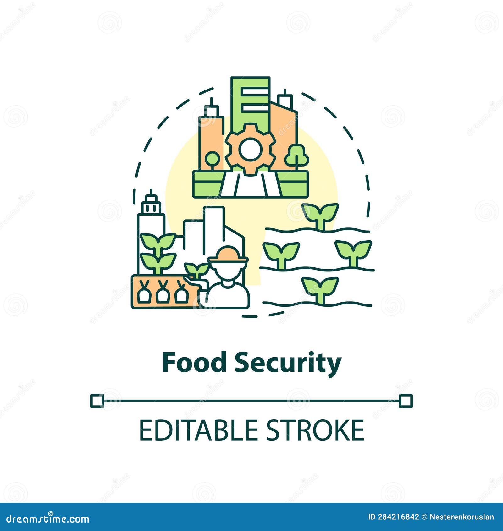 Thin Line Editable Food Security Icon Concept Stock Vector ...