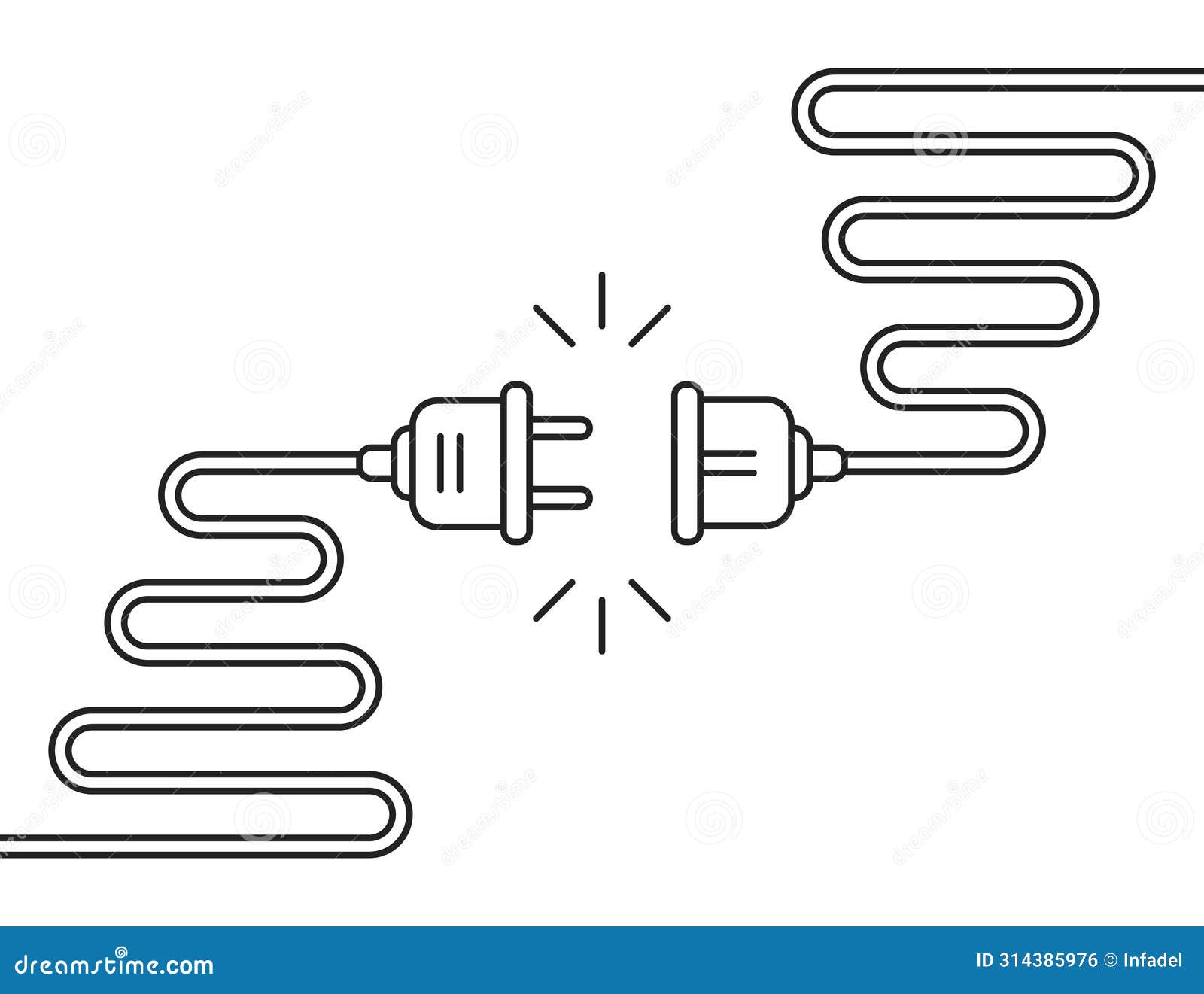 Thin Line Electric Plug and Socket Like Disconnect Stock Vector ...