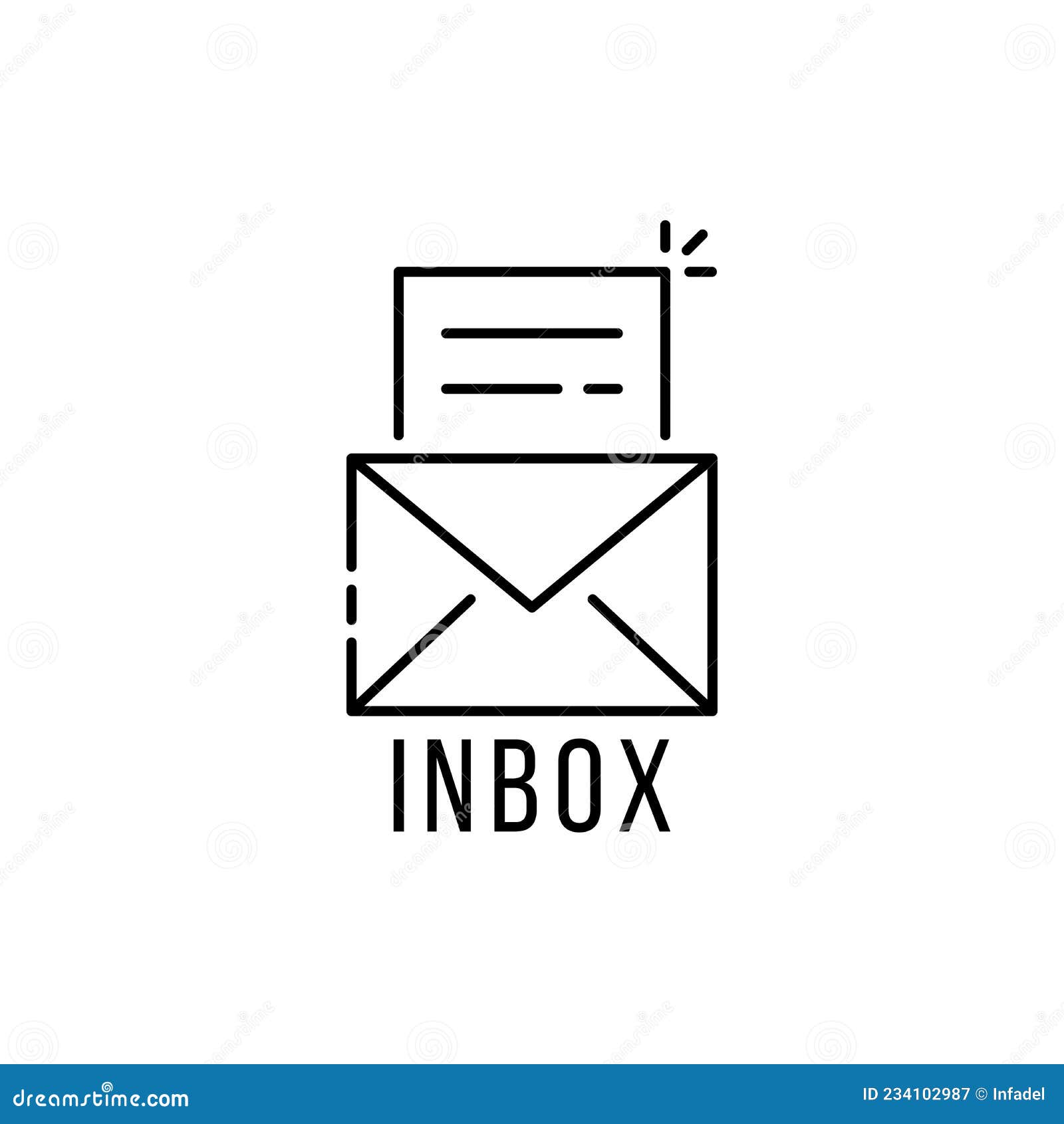 Thin Line Email Inbox with Envelope Stock Vector - Illustration of ...