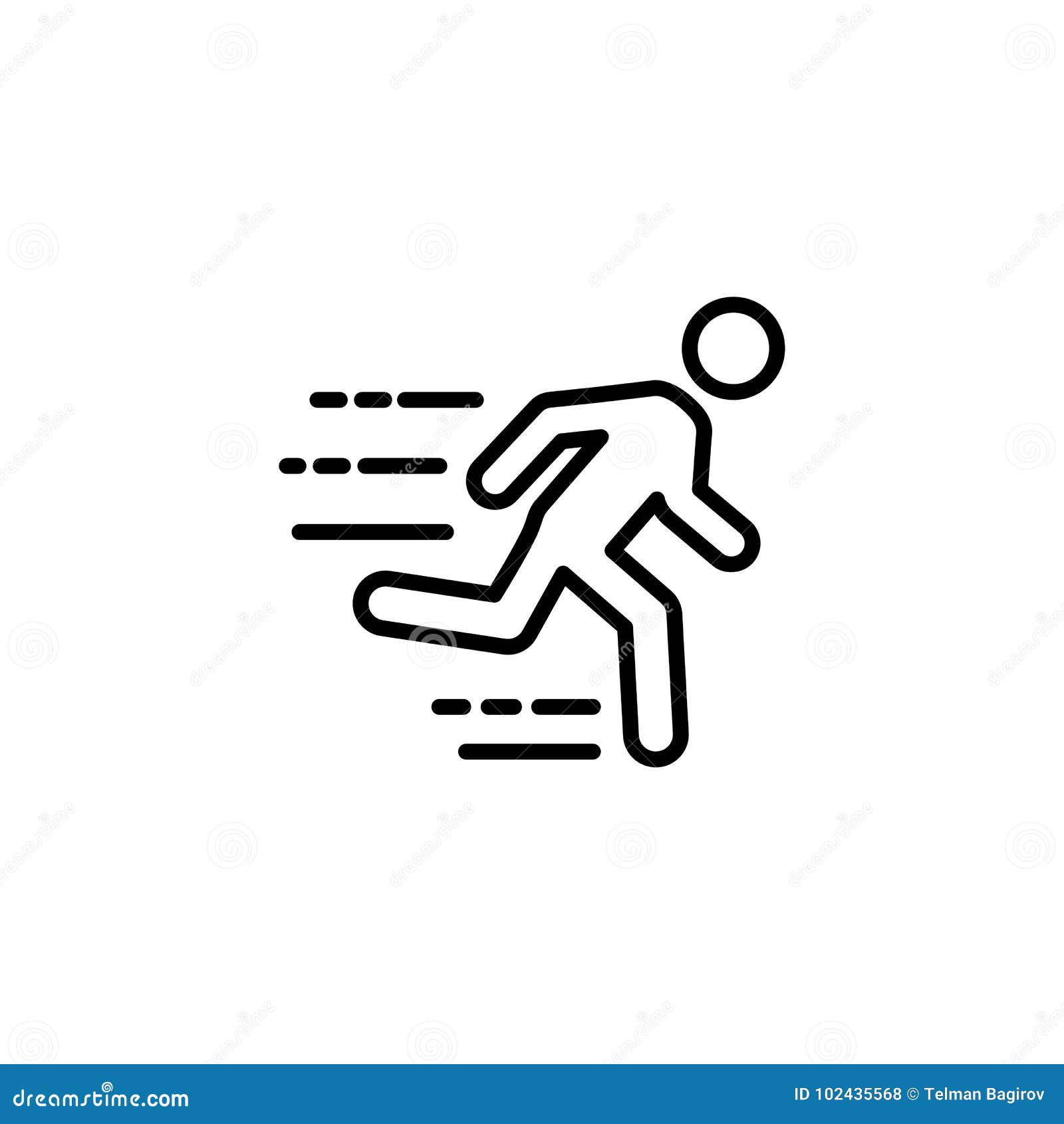 Thin Line Fast Running Man Icon on White Stock Illustration ...