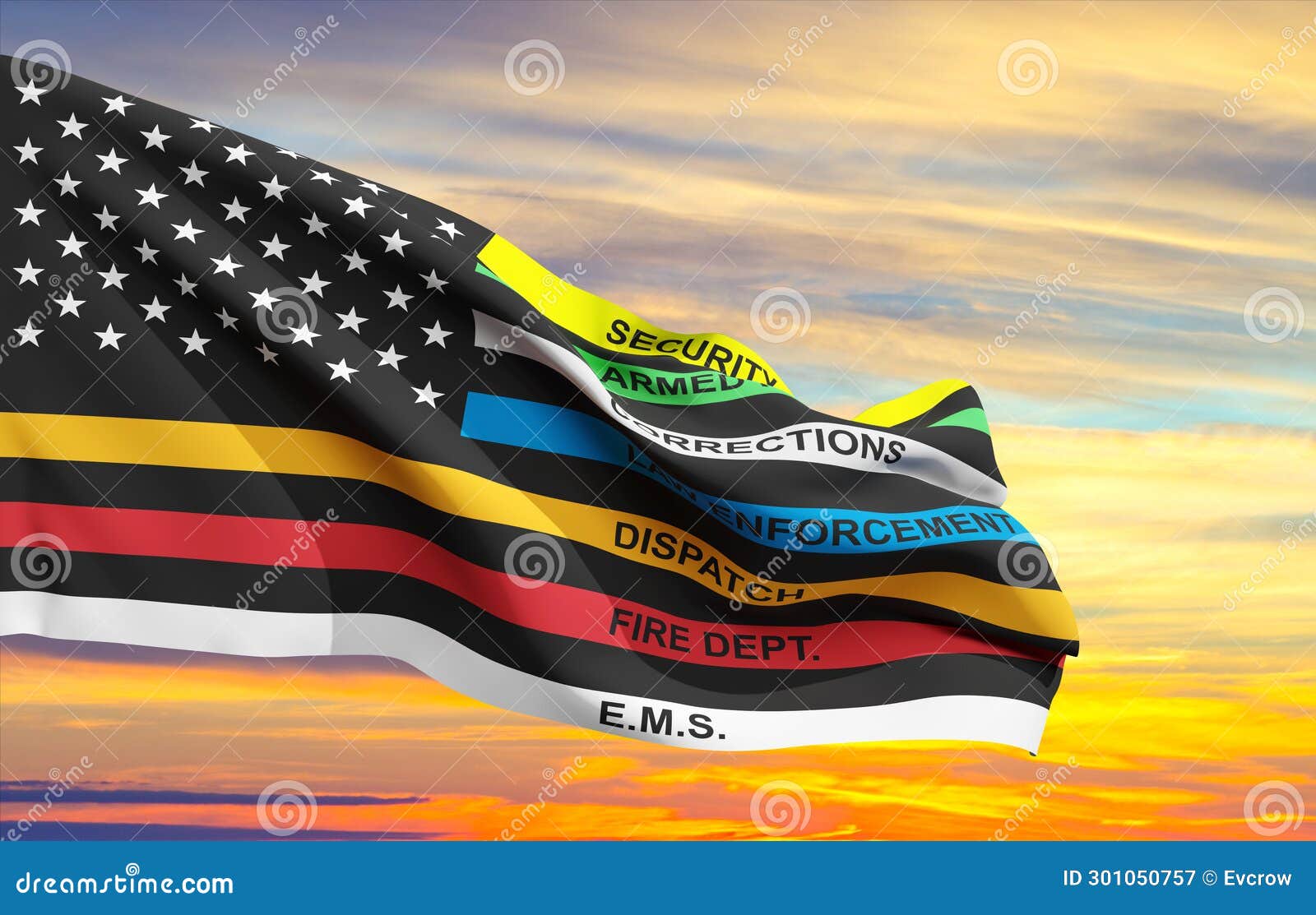 Thin Line First Responder American Flag Stock Image - Image of medical ...