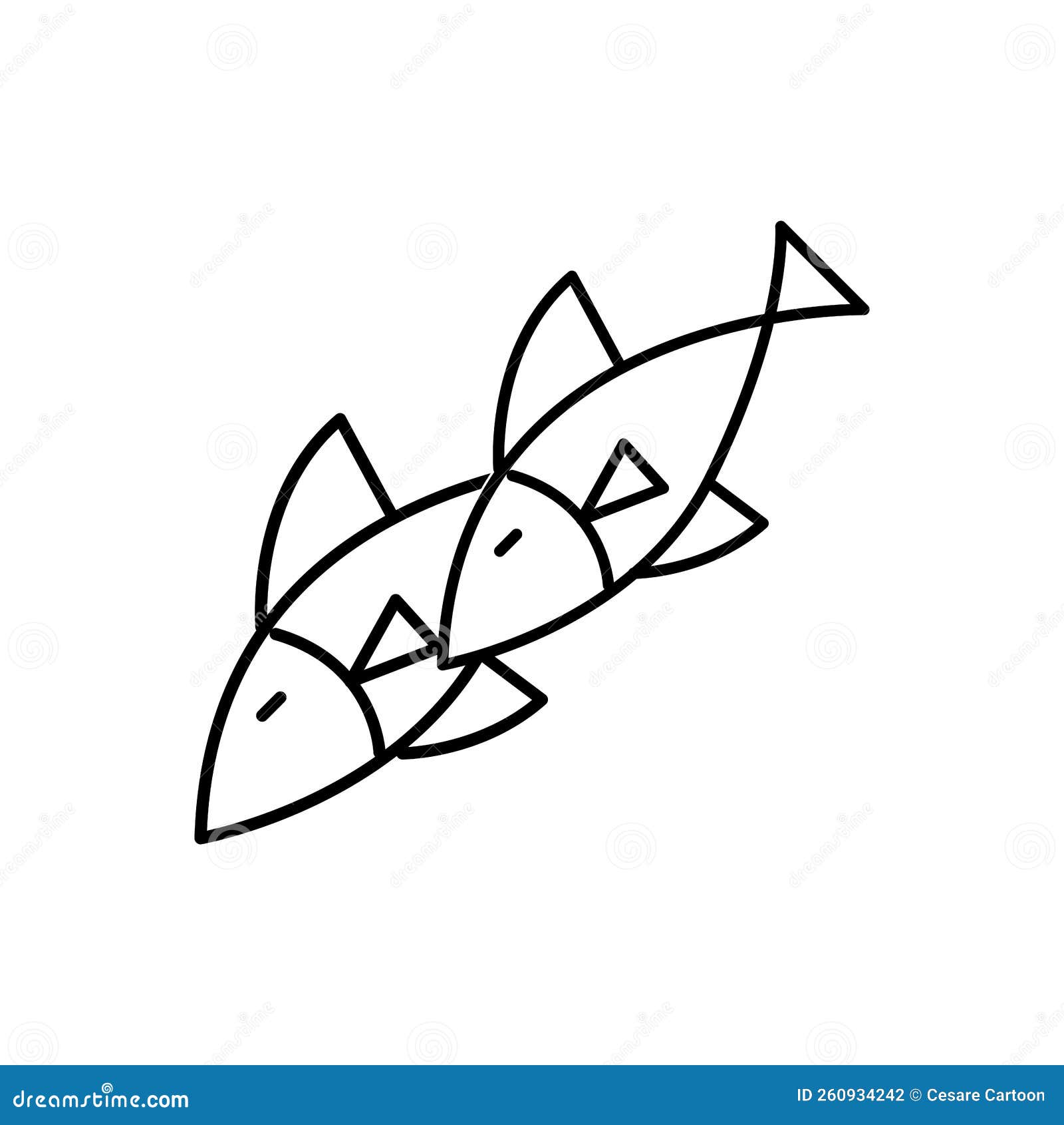 Thin line fish stock vector. Illustration of flat, product - 260934242