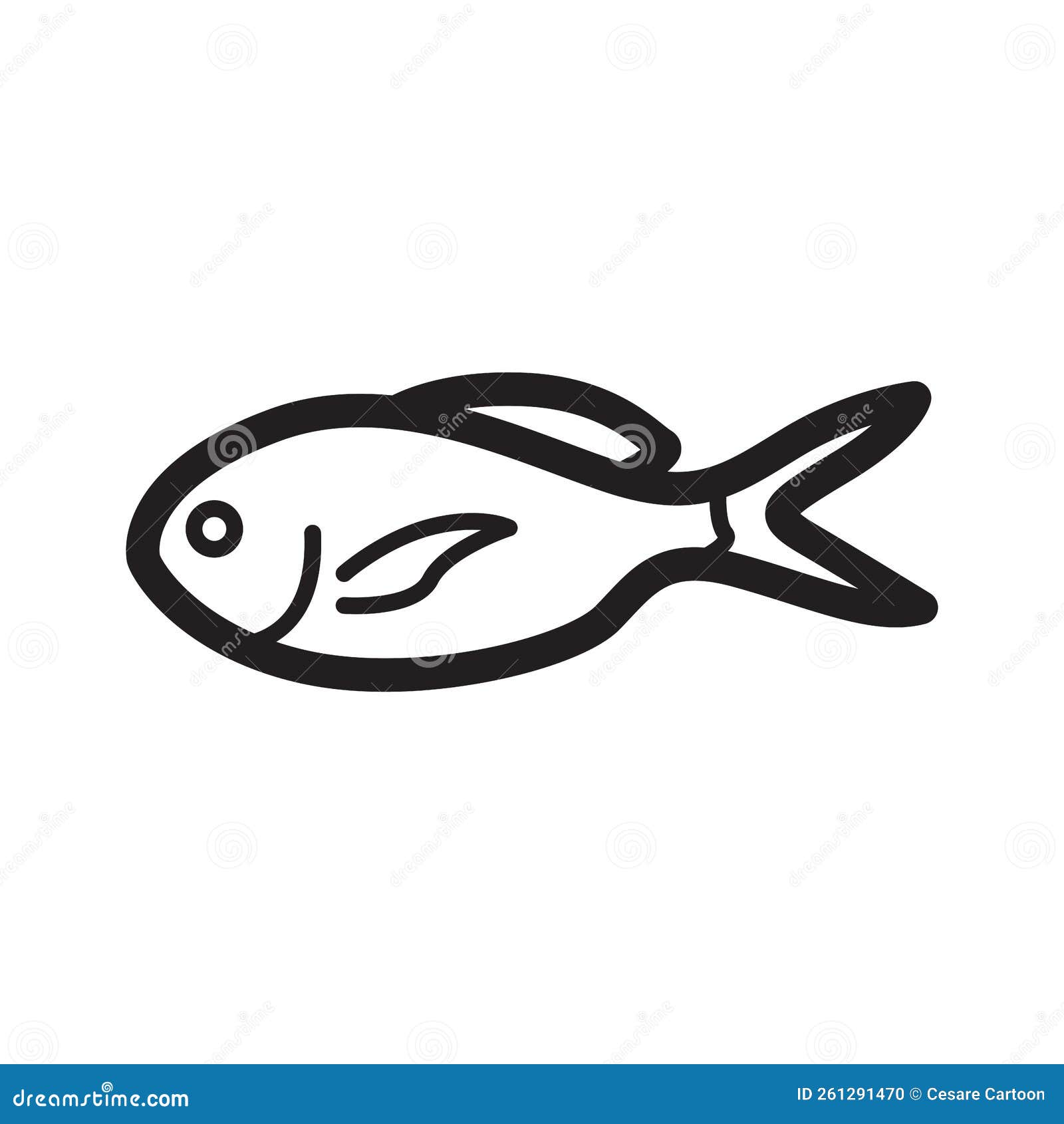 Thin line fish stock vector. Illustration of line, flat - 261291470