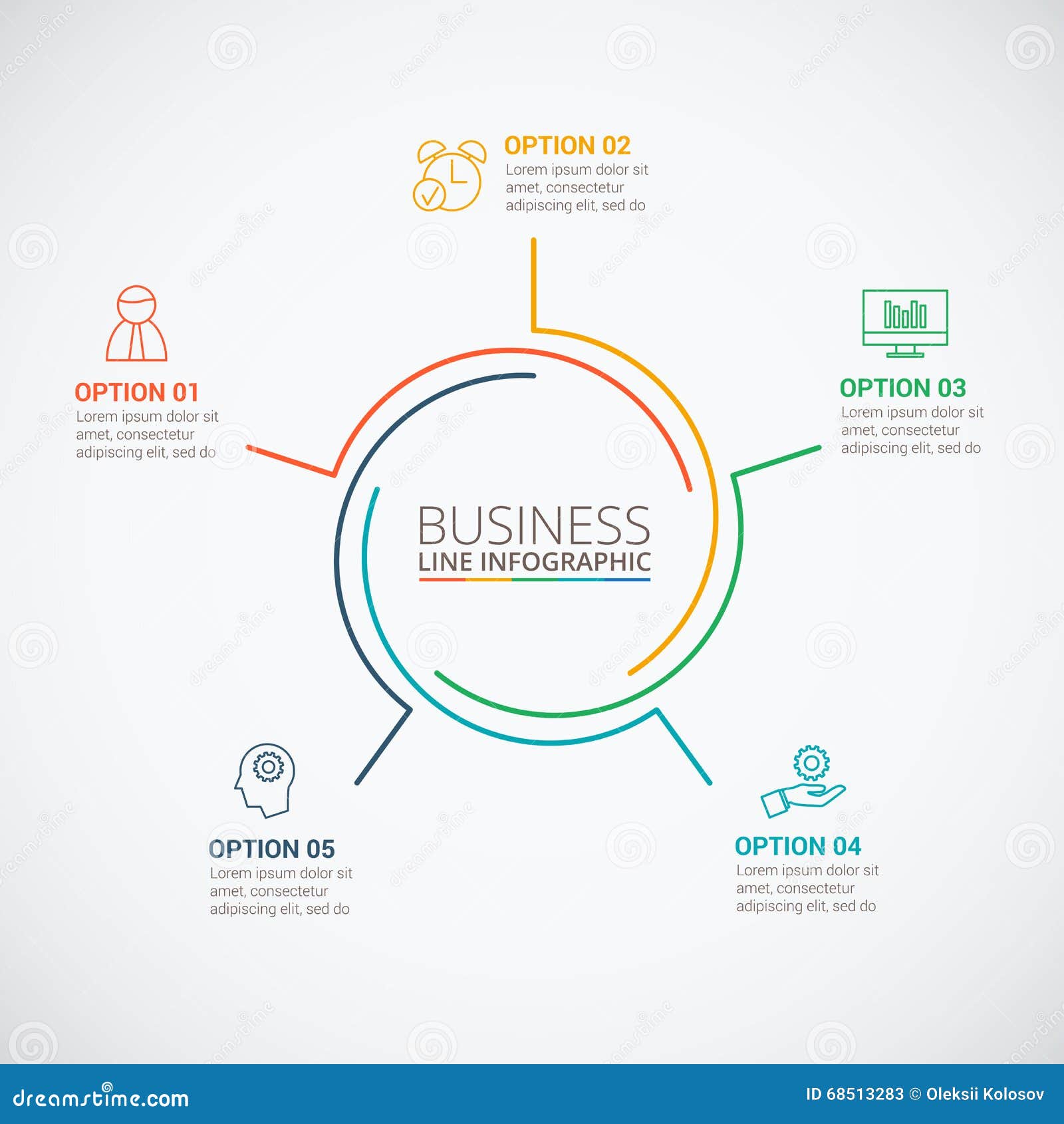 Thin Line Flat Circle for Infographic. Stock Vector - Illustration of ...