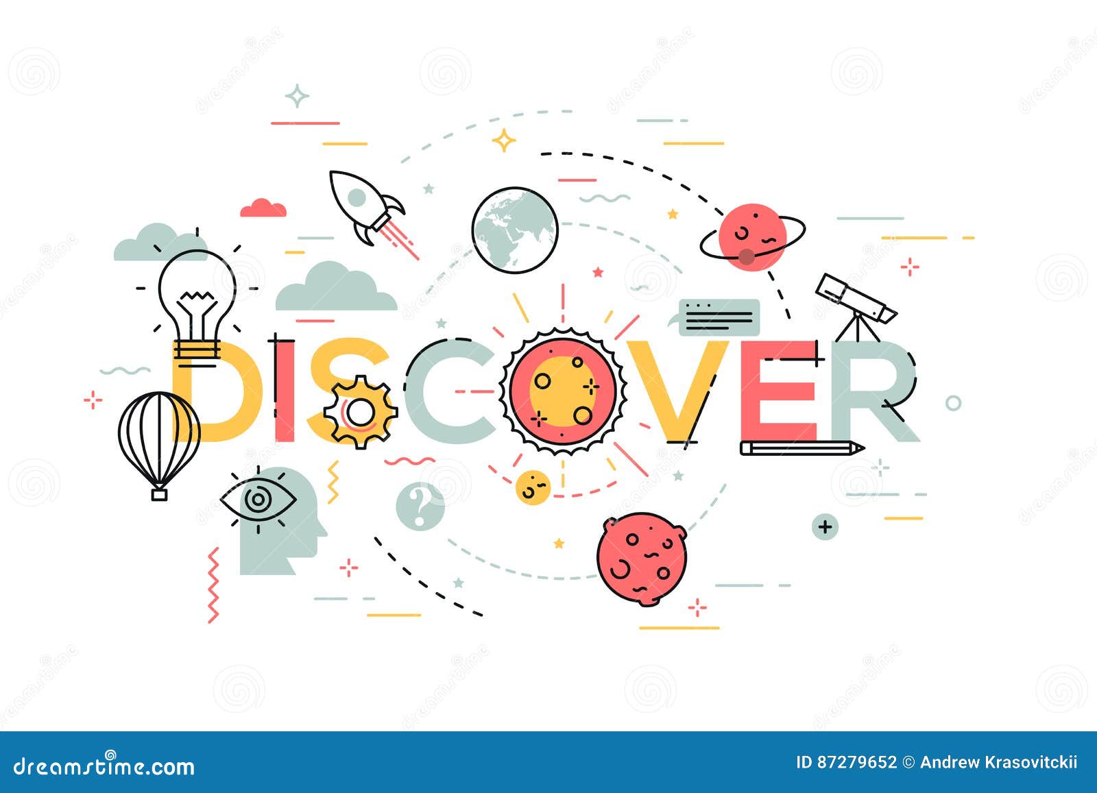 Thin Line Flat Design Banner for Discover Web Page Stock Vector ...