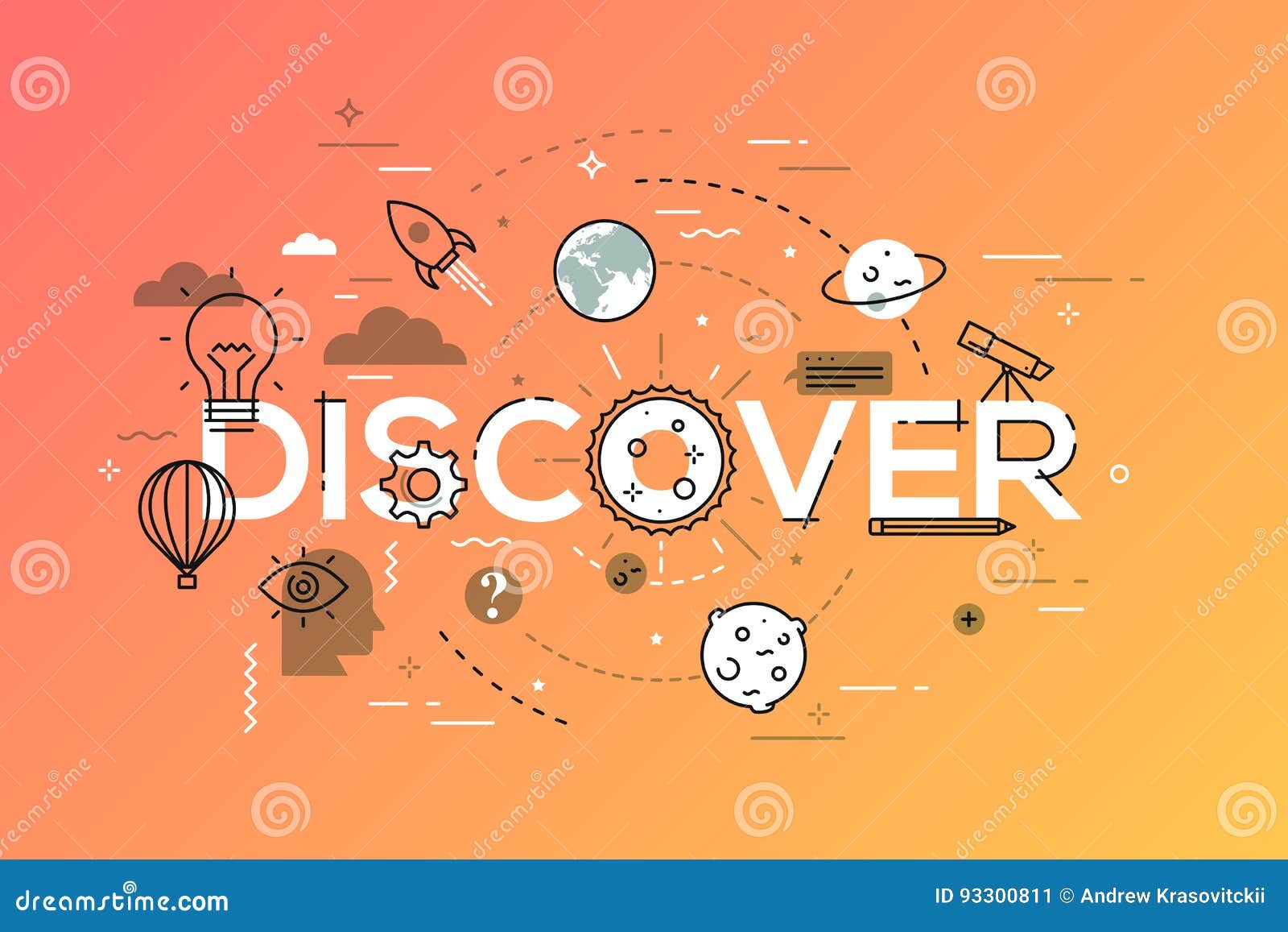 Thin Line Flat Design Banner for Discover Web Page Stock Vector ...