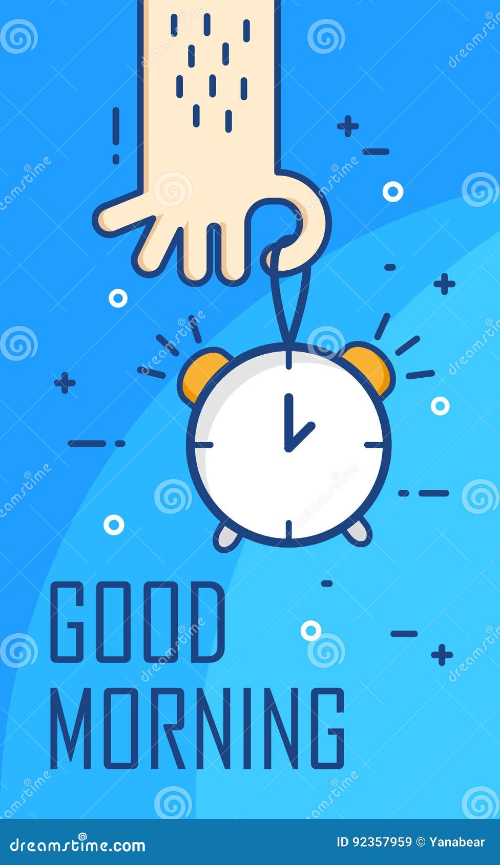 Thin Line Flat Design. Good Morning Card Stock Vector - Illustration of ...