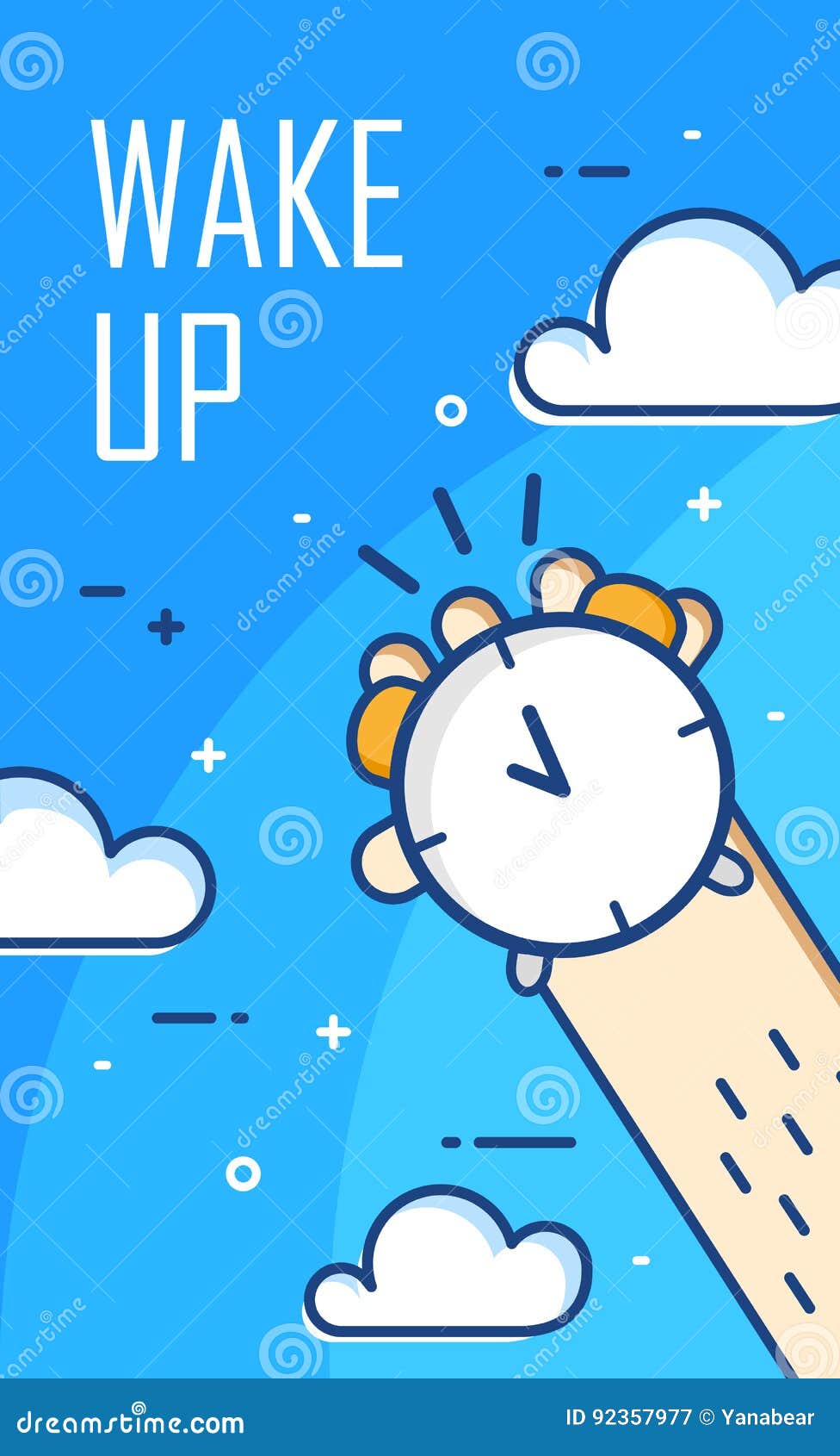 Thin Line Flat Design. Wake Up Poster Stock Vector - Illustration of ...