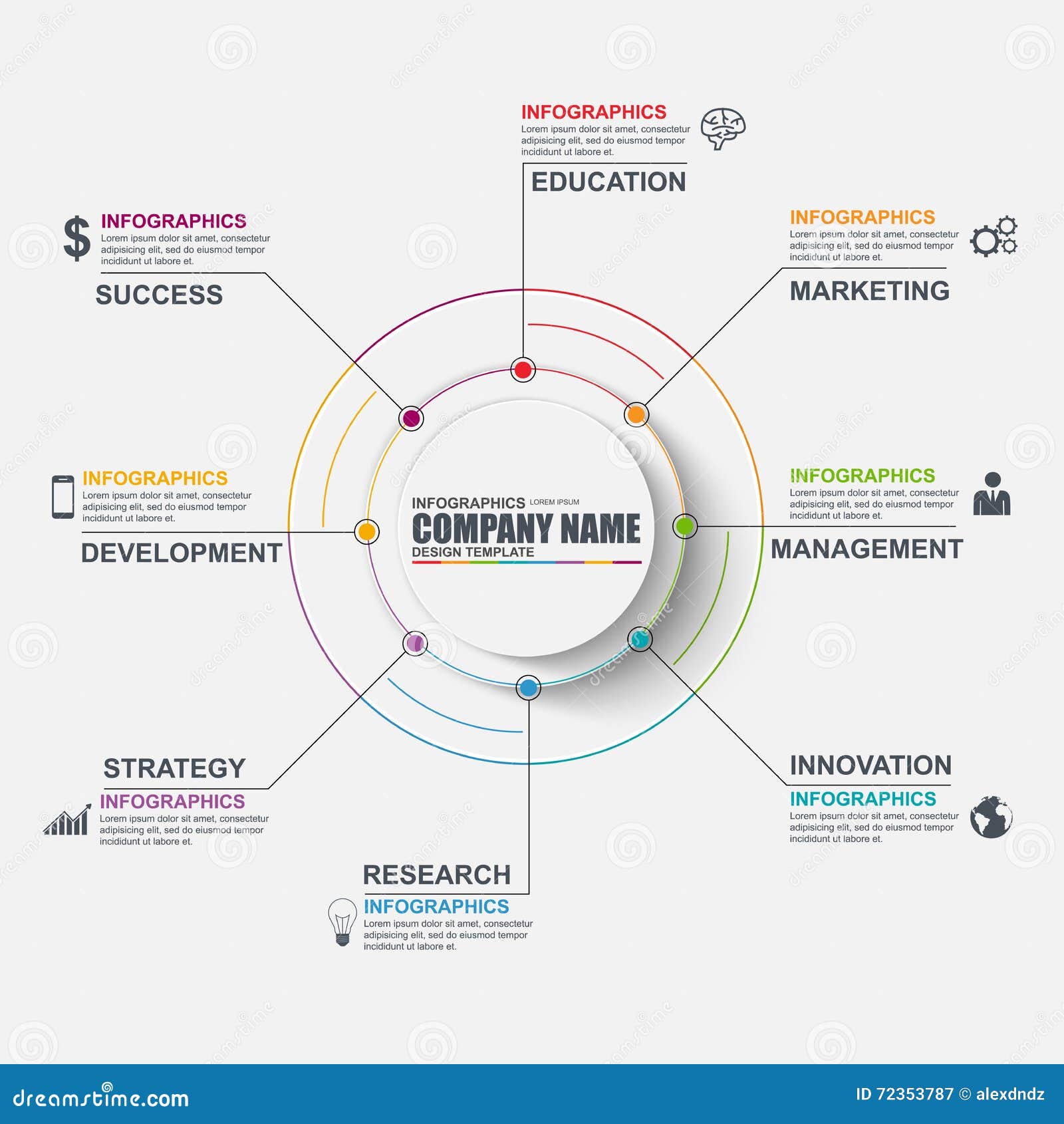 Thin Line Flat Infographic Cycle Diagram Vector Design Template Stock ...