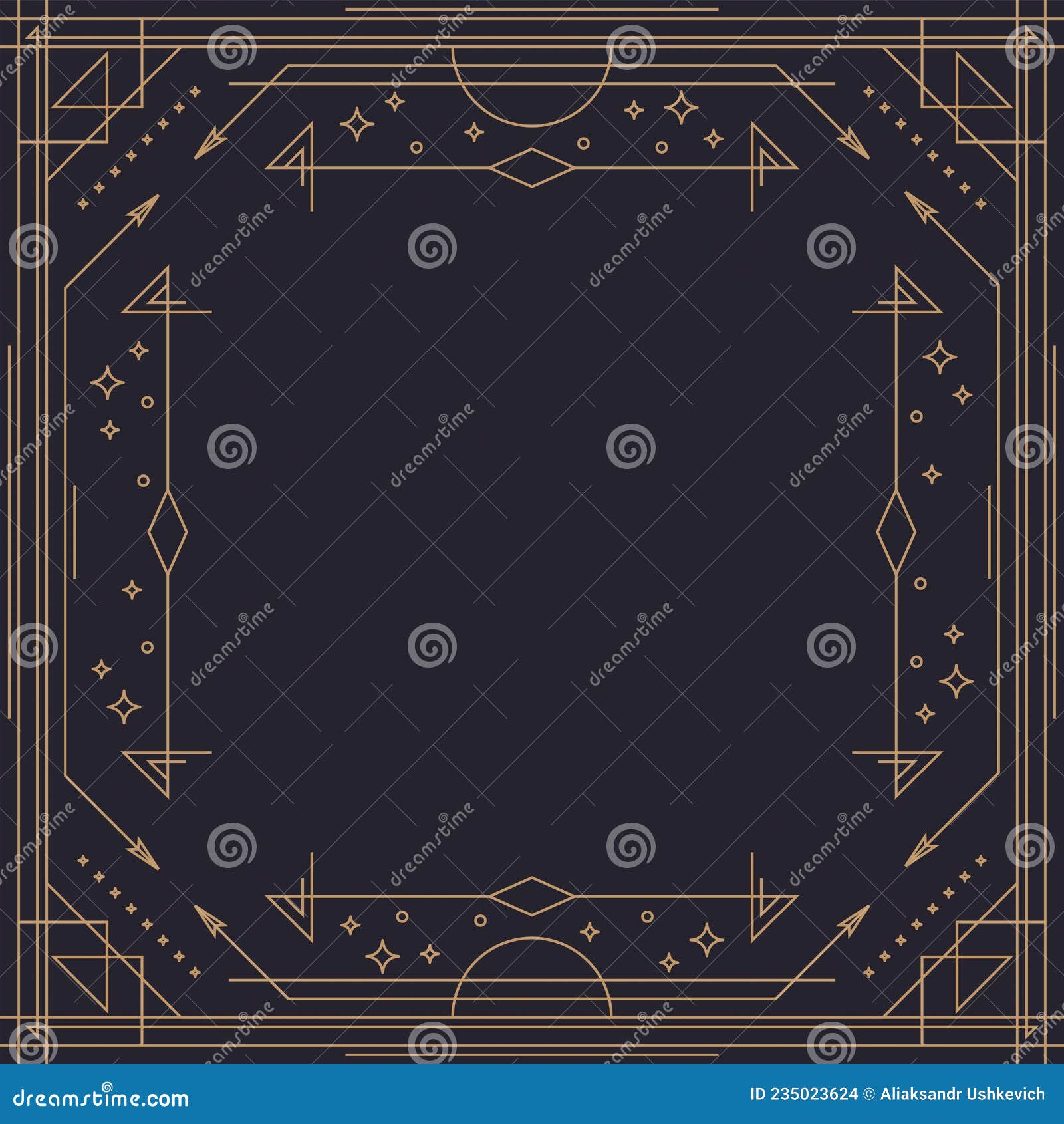 Thin Line Frame Abstract Geometric Linear Design Stock Vector ...