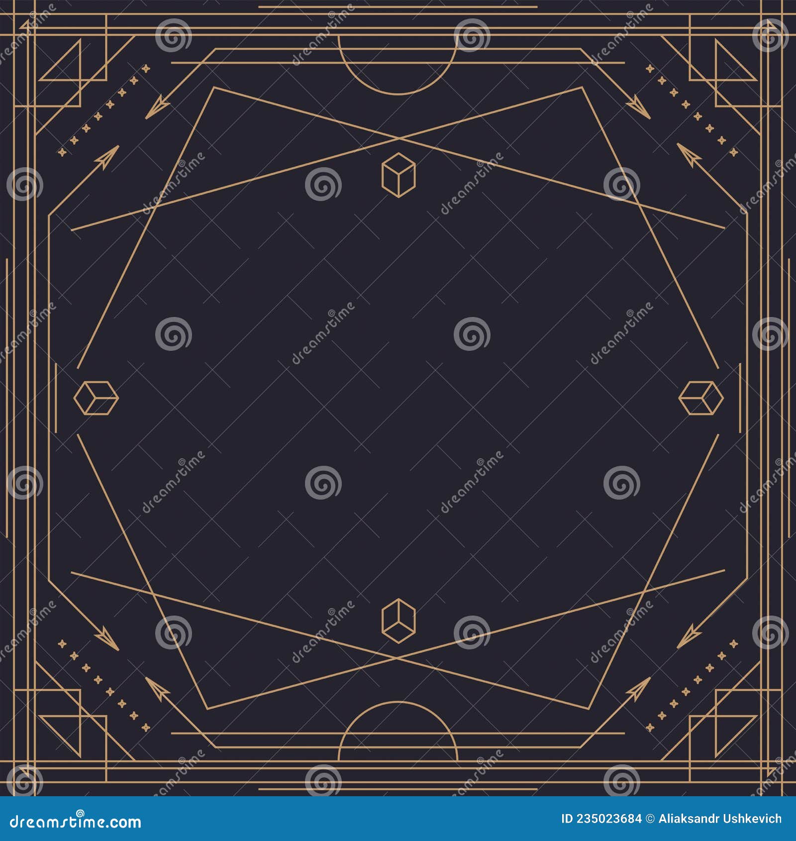 Thin Line Frame Abstract Geometric Linear Design Stock Vector ...