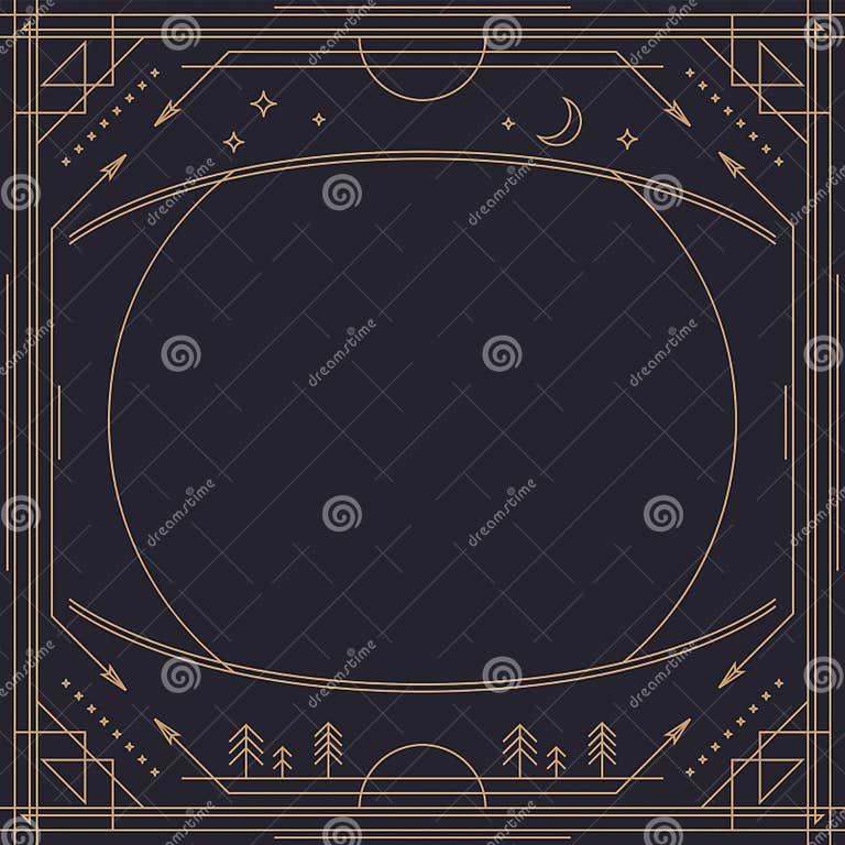 Thin Line Frame Abstract Geometric Linear Design Stock Vector ...