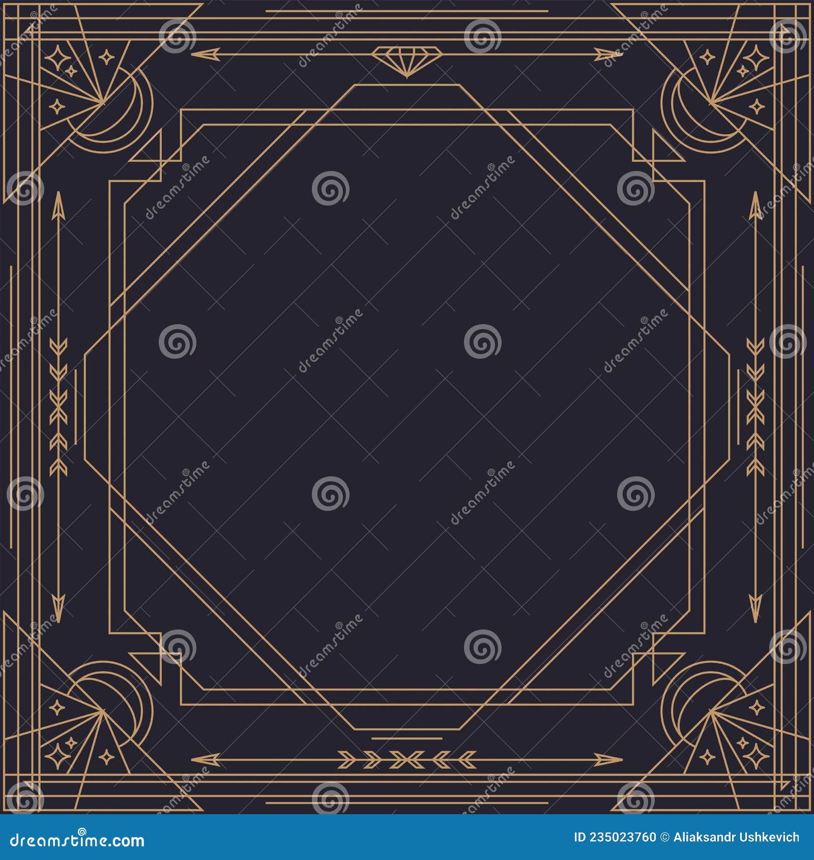 Thin Line Frame Abstract Geometric Linear Design Stock Vector ...