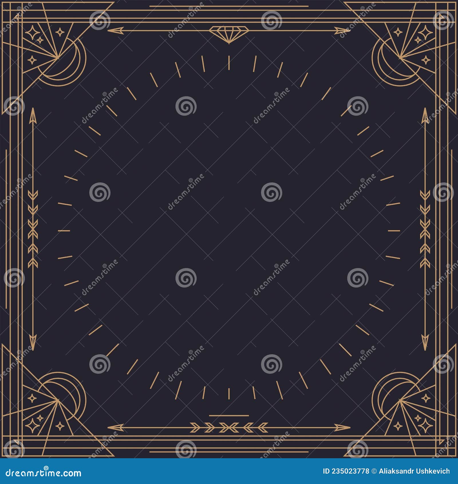 Thin Line Frame Abstract Geometric Linear Design Stock Vector ...