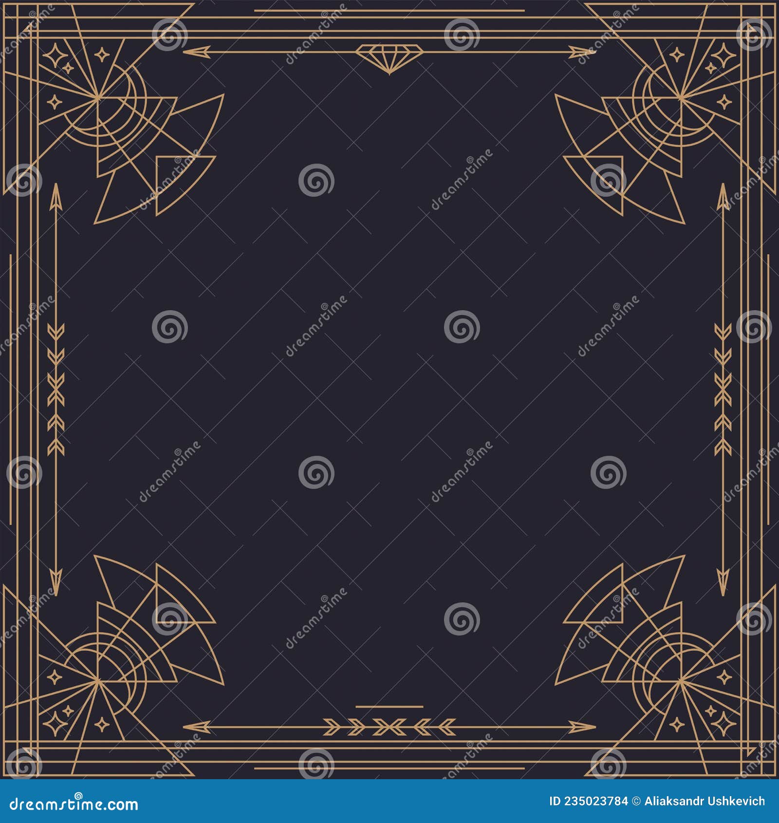 Thin Line Frame Abstract Geometric Linear Design Stock Vector ...