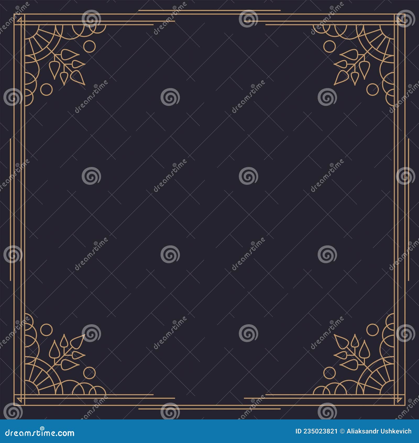 Thin Line Frame Abstract Geometric Linear Design Stock Vector ...