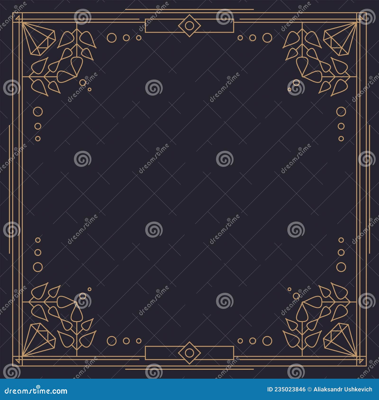 Thin Line Frame Abstract Geometric Linear Design Stock Vector ...