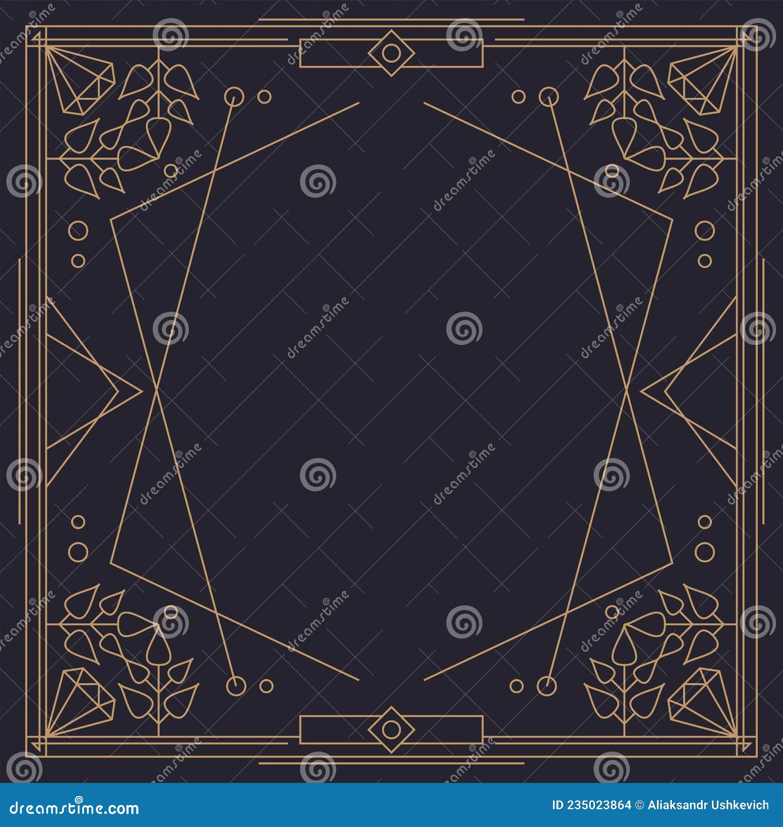 Thin Line Frame Abstract Geometric Linear Design Stock Vector ...