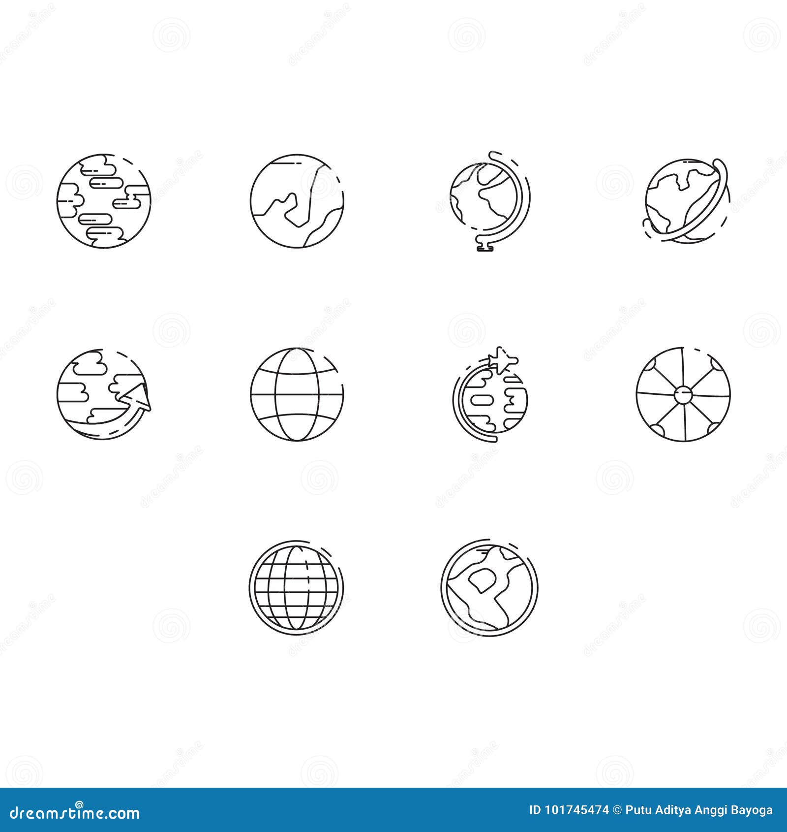 Thin line globe icon set stock vector. Illustration of icon - 101745474