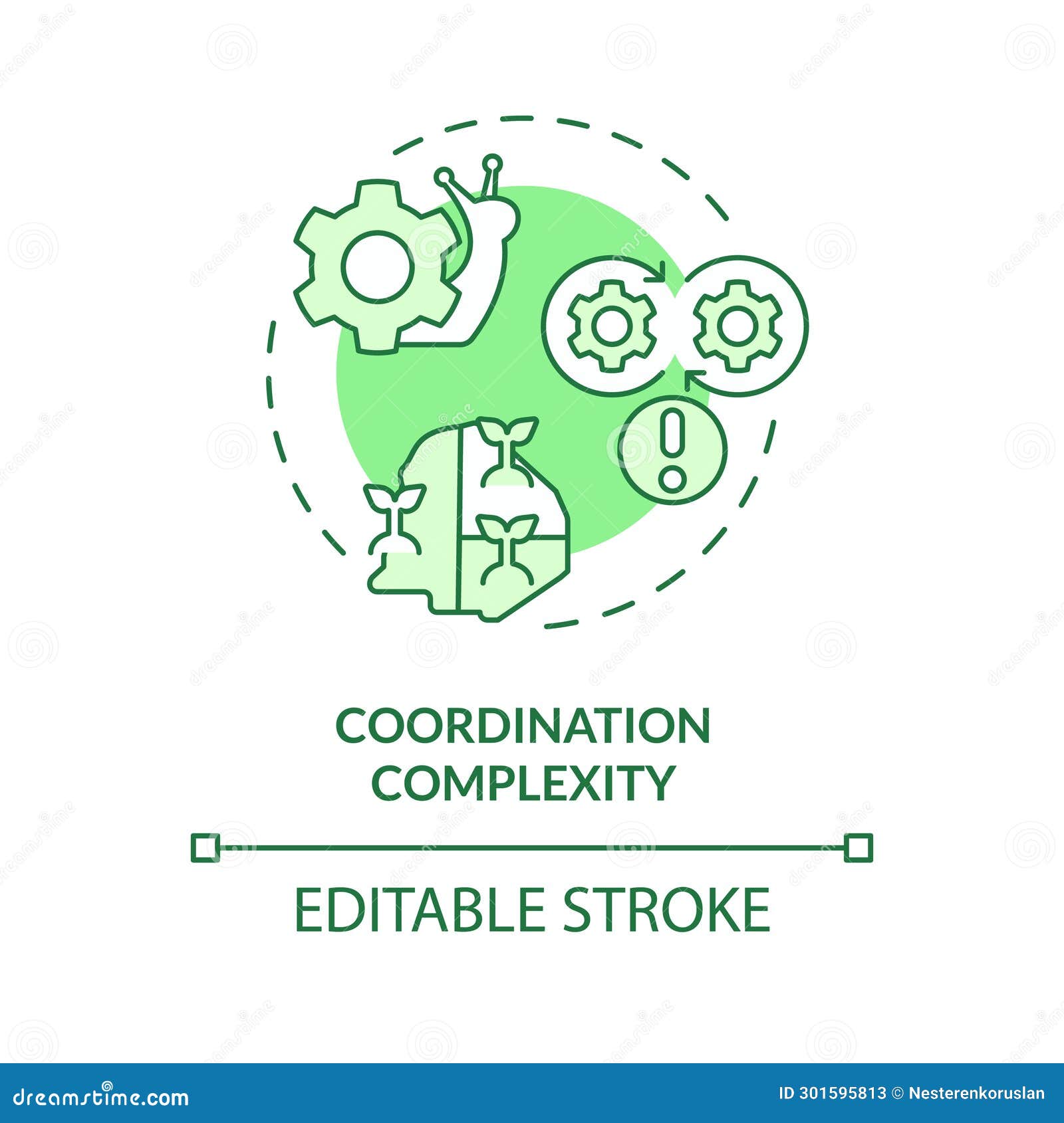 Thin Line Green Coordination Complexity Icon Concept Stock Vector
