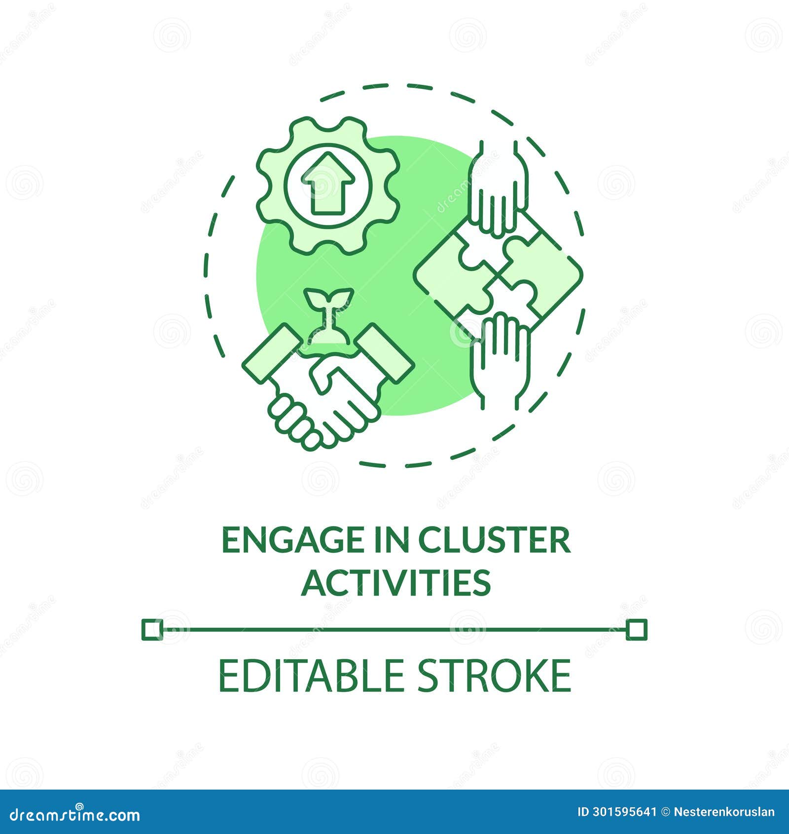 Thin Line Green Engage in Cluster Activities Icon Concept Stock Vector ...