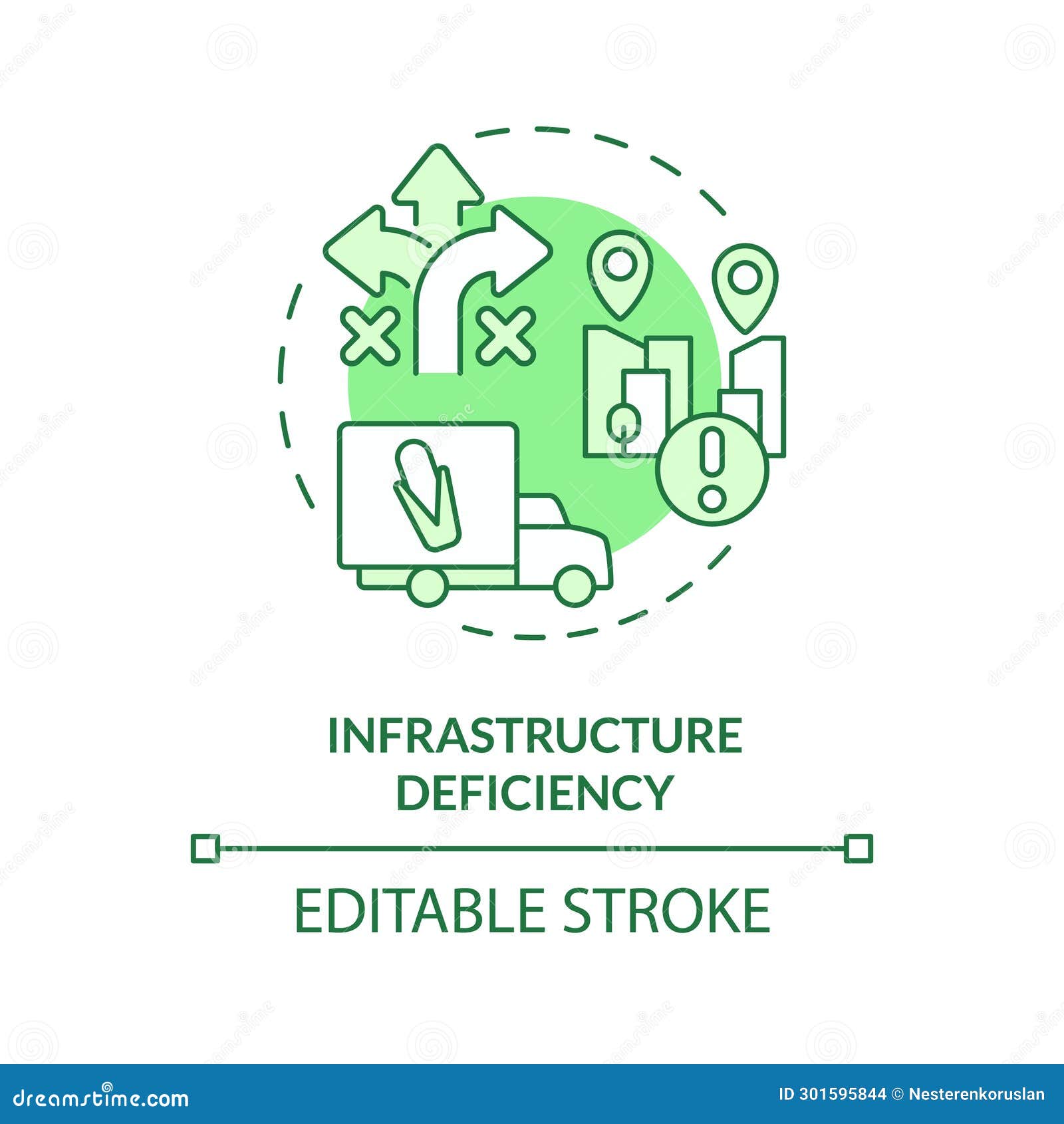 Thin Line Green Infrastructure Deficiency Icon Concept Stock Vector ...