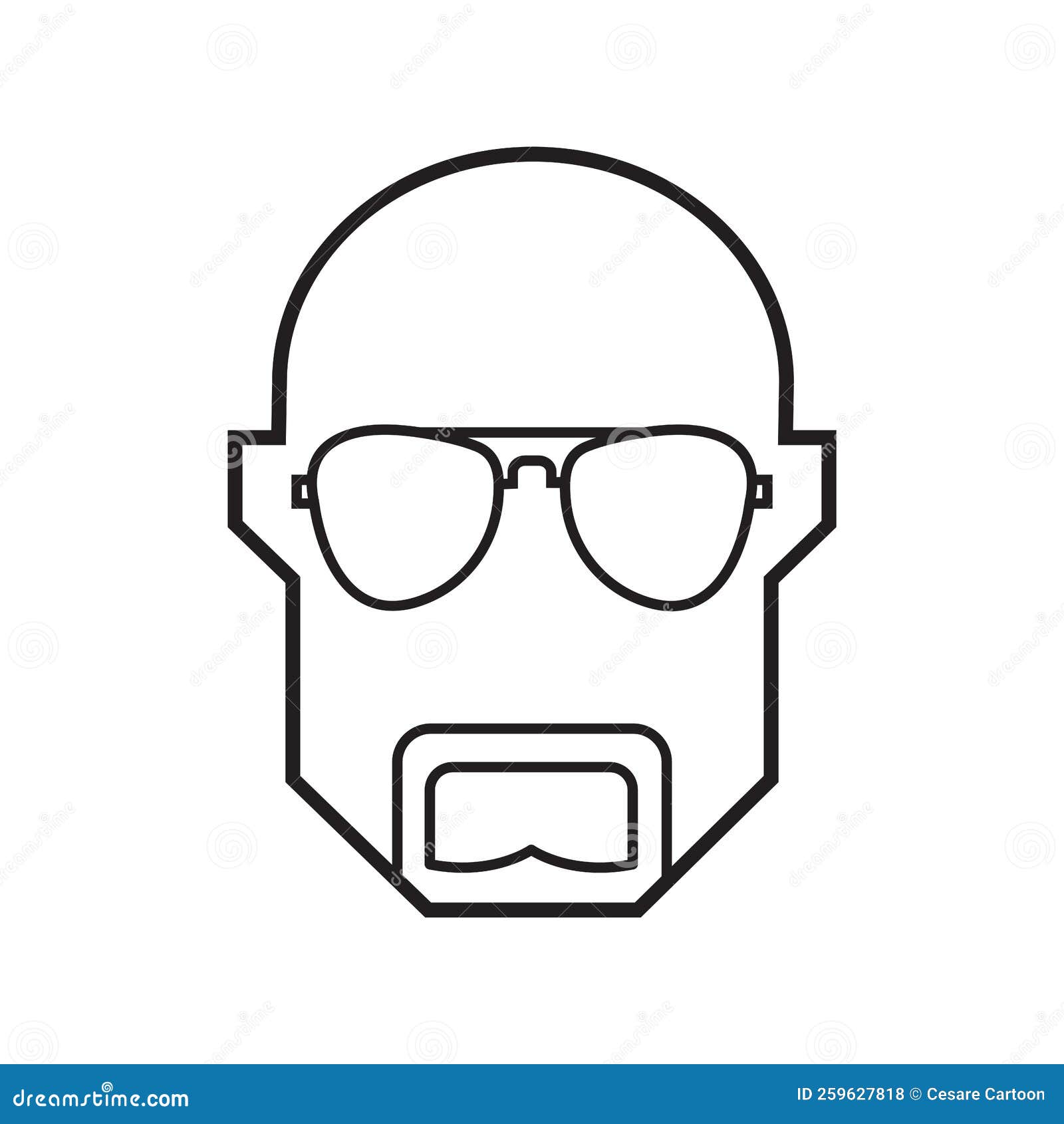 Thin Line Hairstyle Bald and Goatee Stock Vector - Illustration of line ...