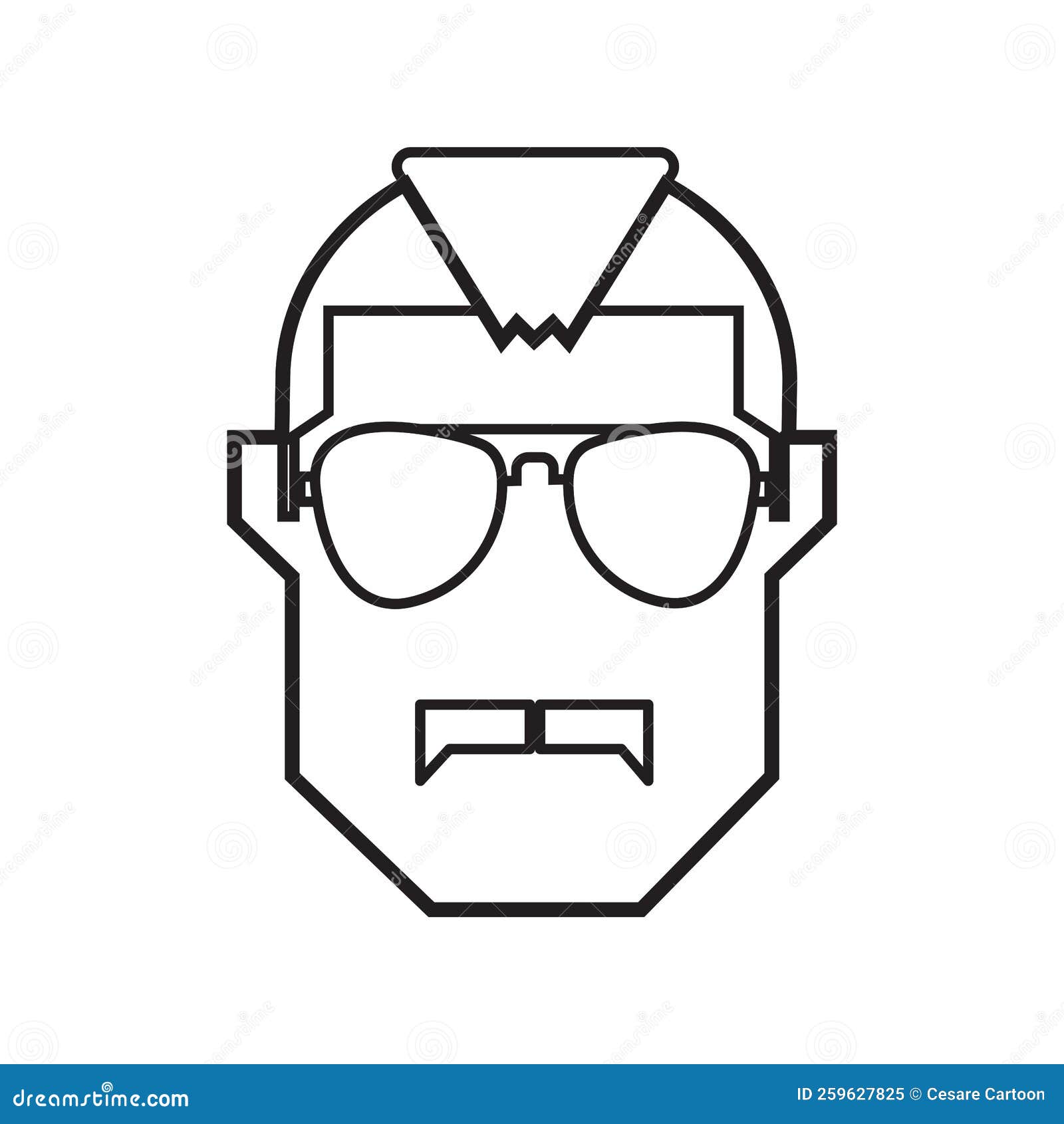 Thin Line Hairstyle Mohawk and Mustache Stock Vector - Illustration of ...