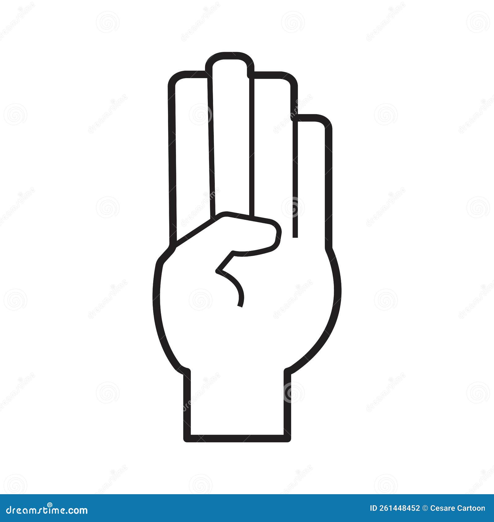 Thin line hand sign stock vector. Illustration of sign - 261448452