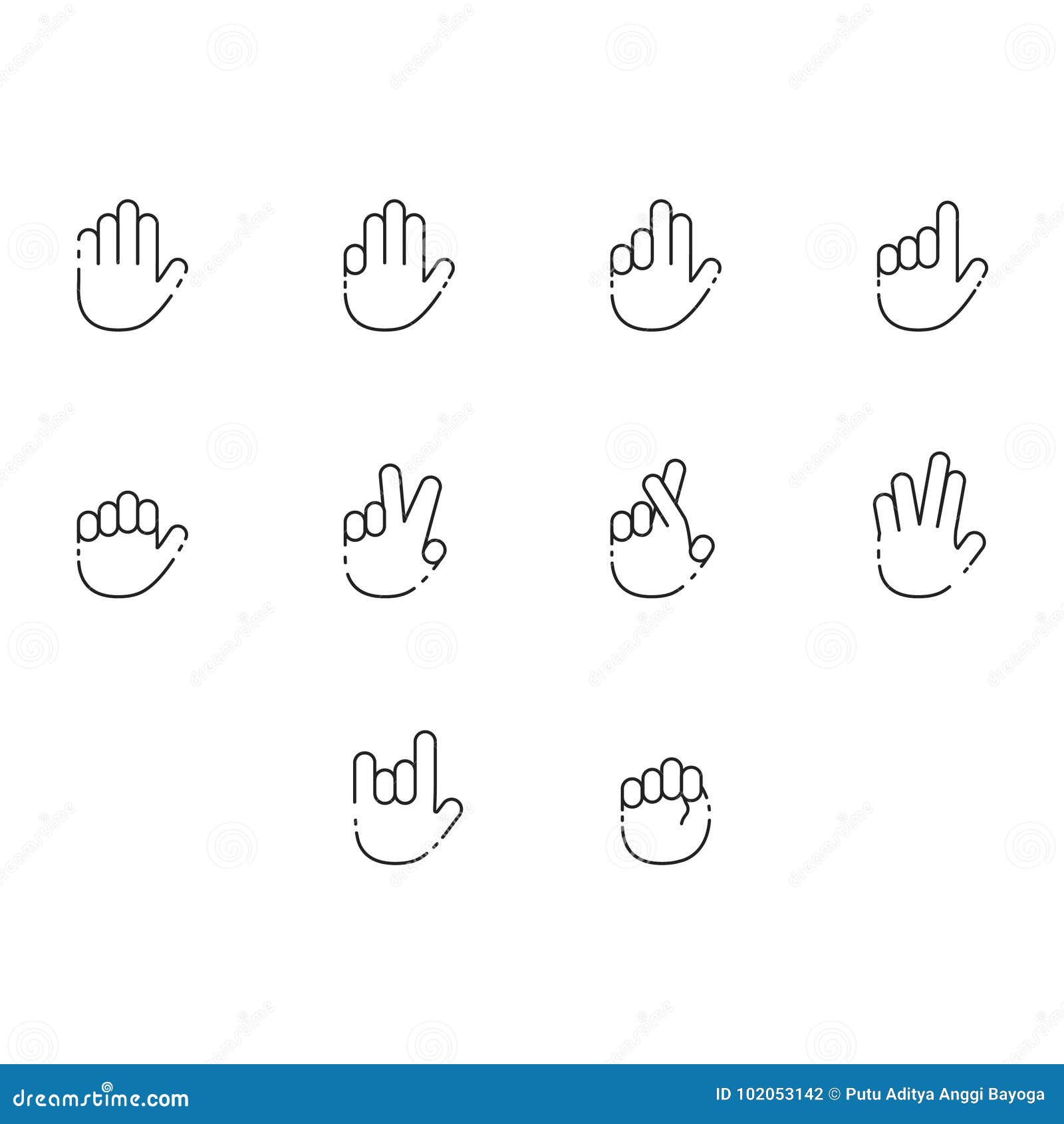 Thin line hands icon set stock vector. Illustration of cartoon - 102053142
