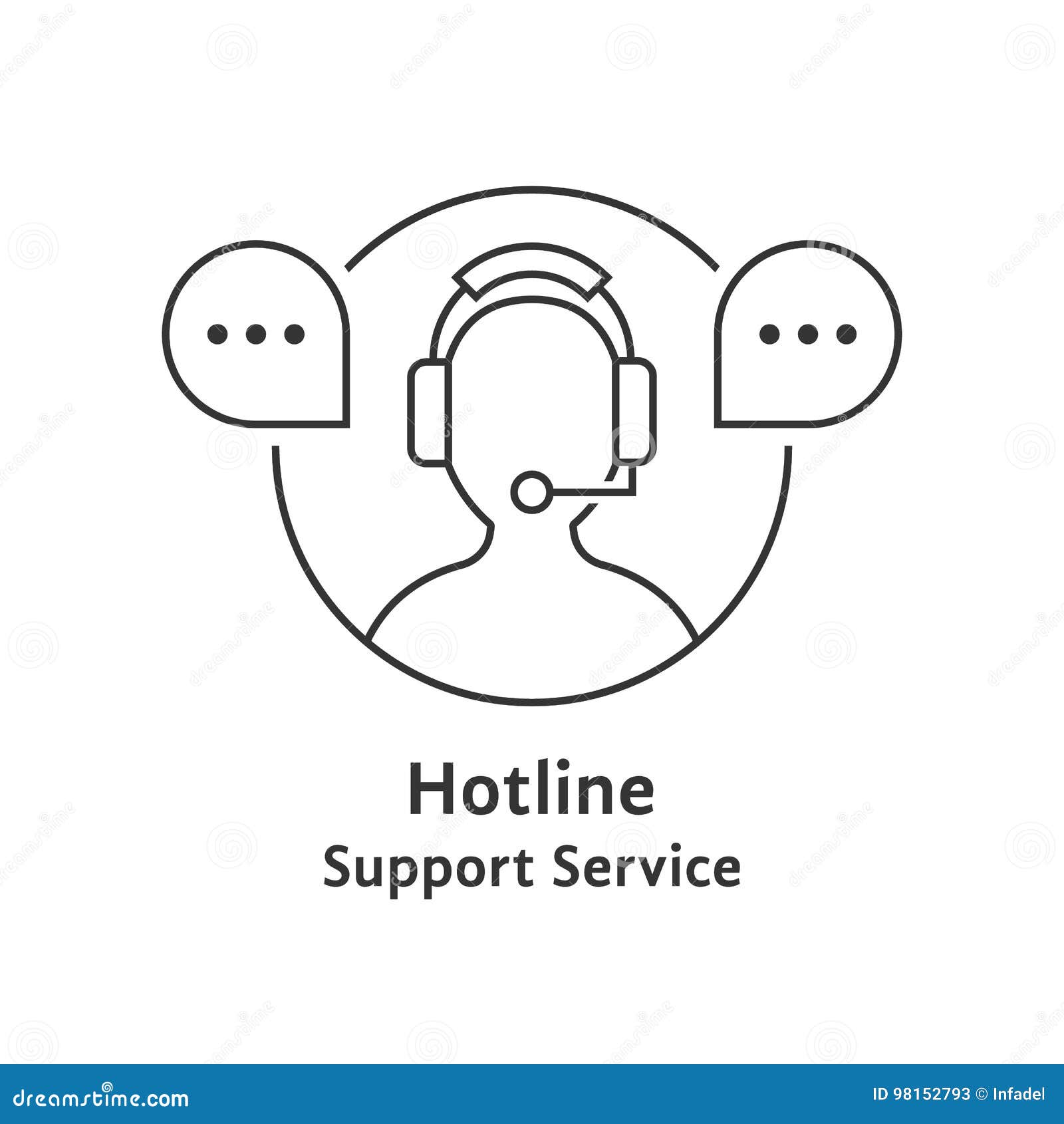 Thin line hotline icon stock vector. Illustration of marketing - 98152793
