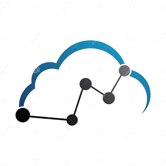 Thin Line Icon with Flat Design Element of Cloud Computing Connection ...