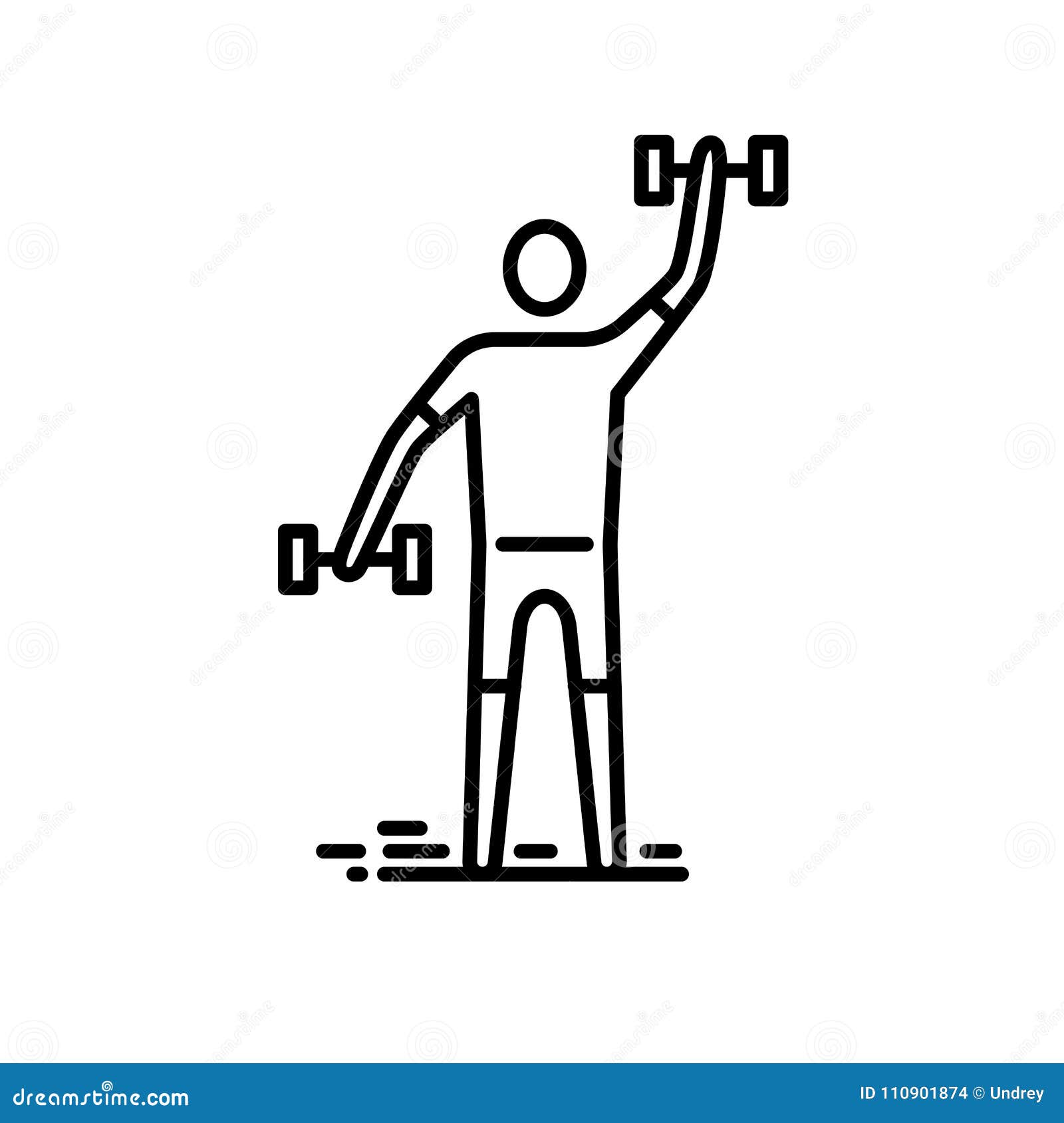 Thin Line Icon. Man Exercising with Bumbbell Stock Vector ...
