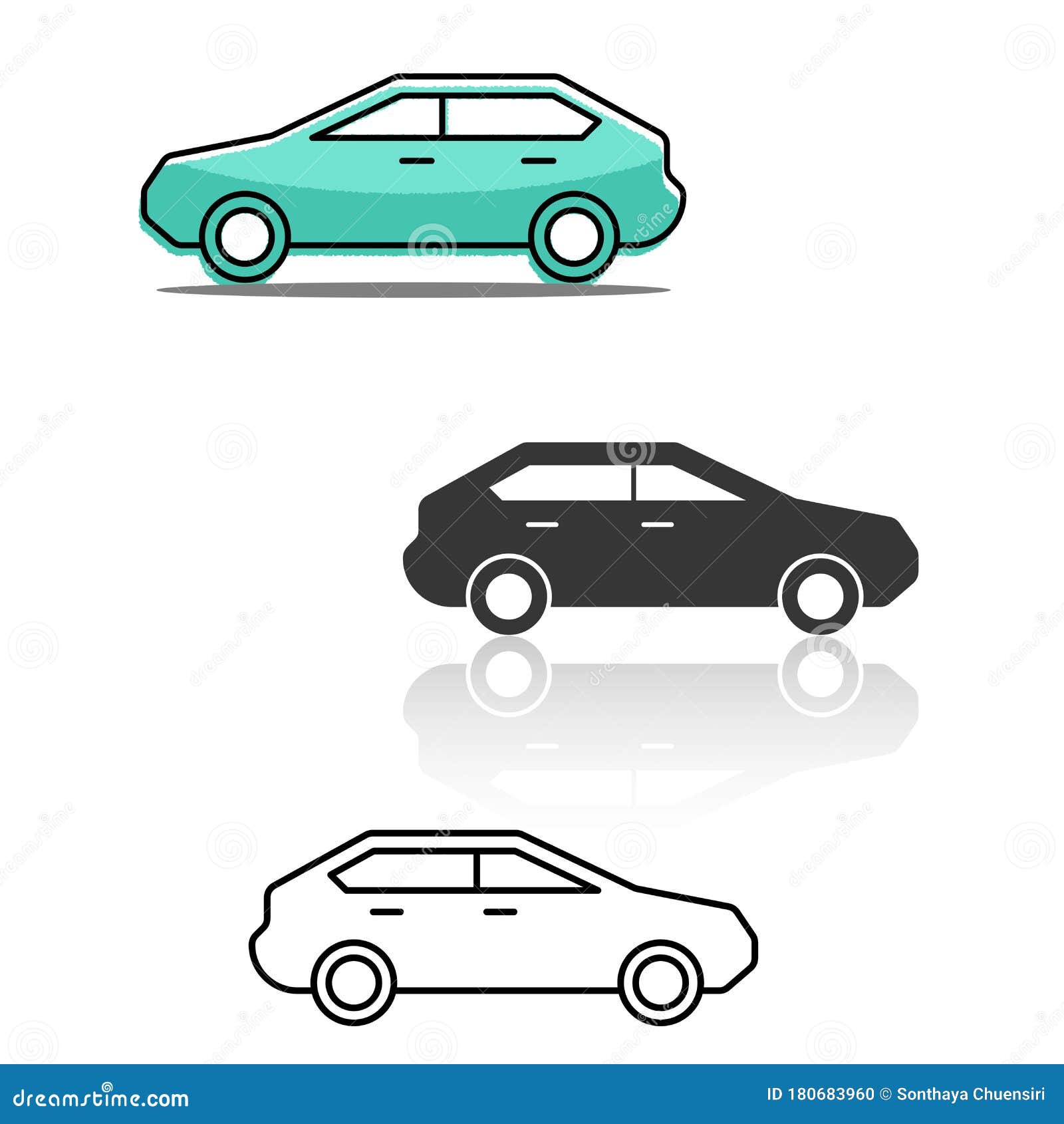 Thin Line Icon, Solid Icon. Flat Icon for Car Side View, Transportation ...