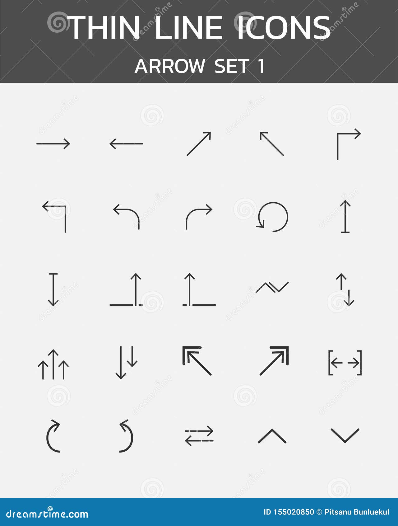 Thin Line Icons Arrow Set 1 Stock Vector - Illustration of download ...