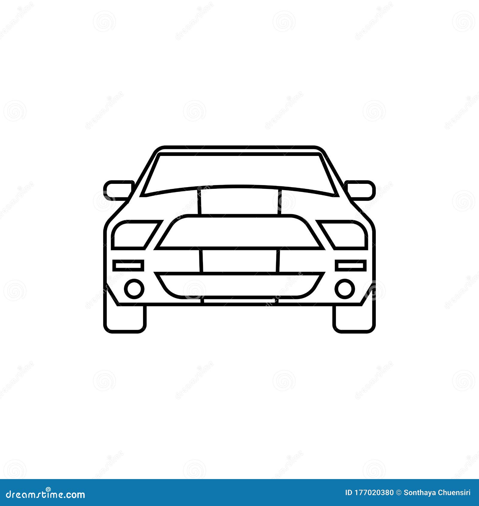 Thin Line Icons for Black Car Front,vector Illustrations Stock Vector ...