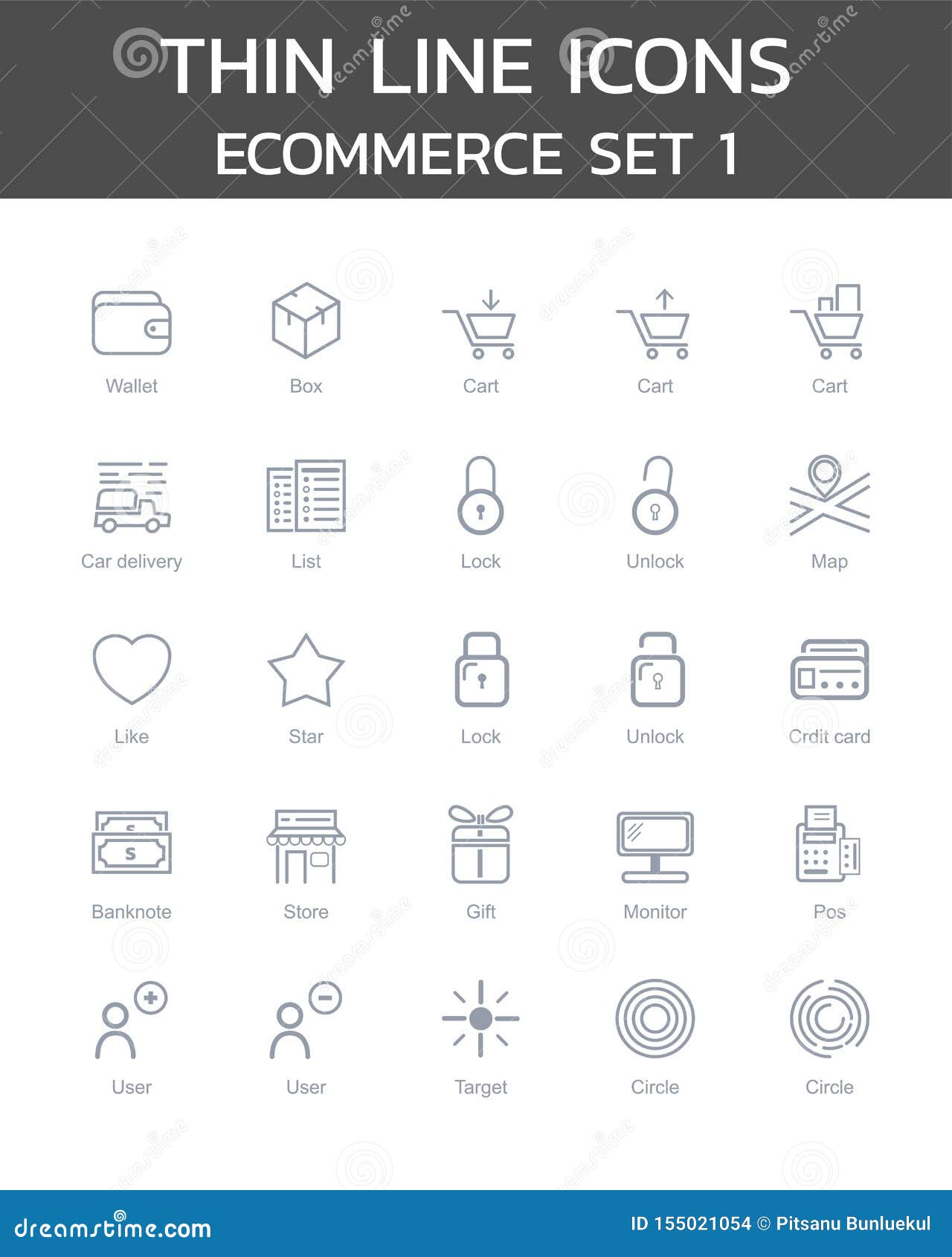 Thin Line Icons Ecommerce Set 1 Stock Vector - Illustration of search ...