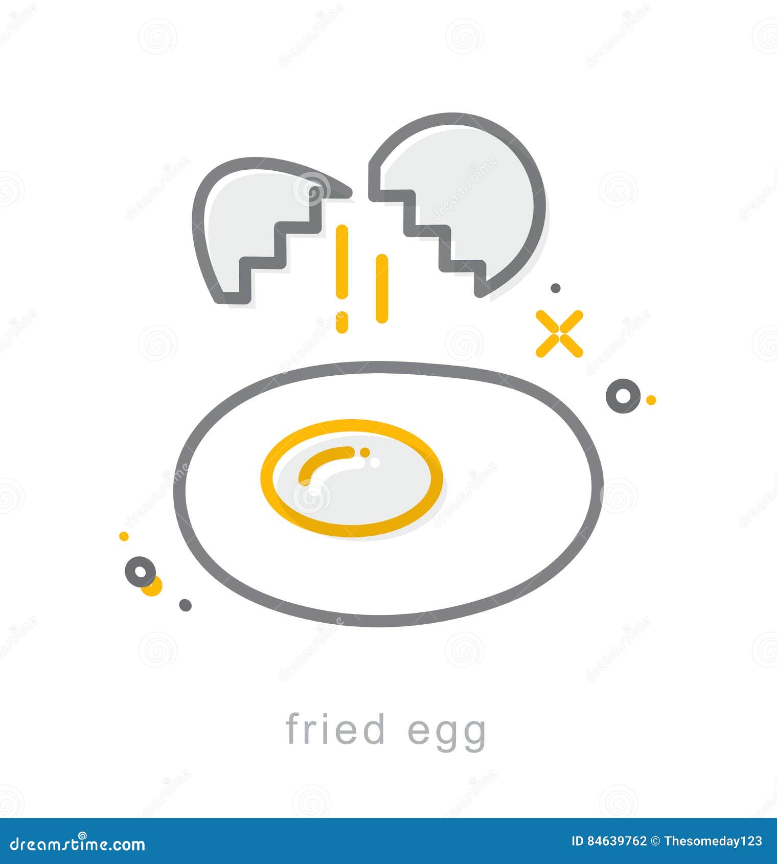 Thin line icons, Fried egg stock vector. Illustration of yellow - 84639762