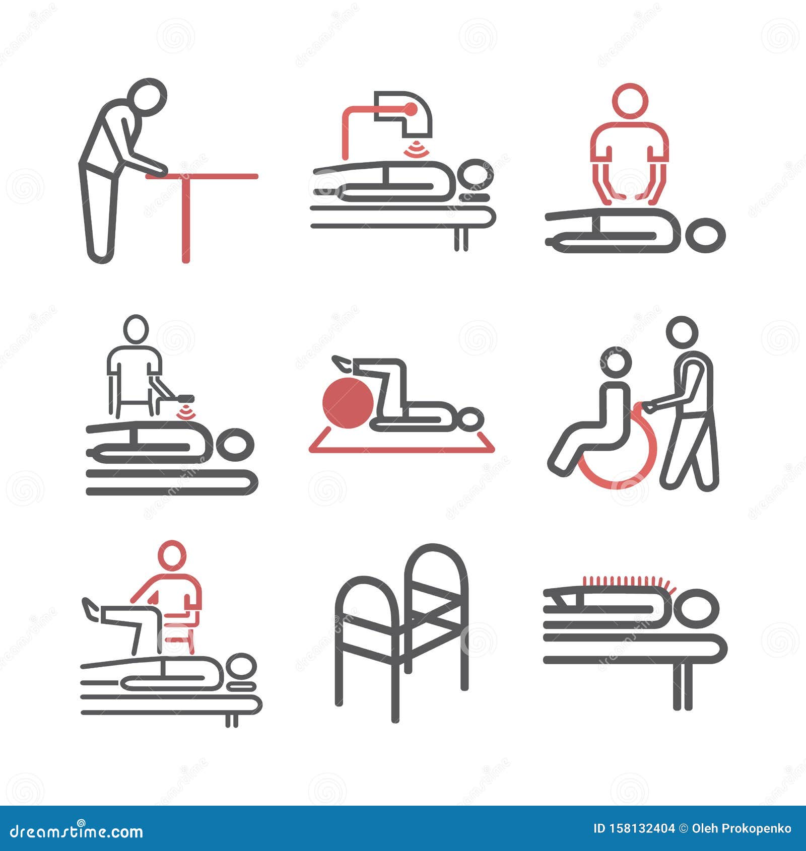 Line Icons Physiotherapy Banner Rehabilitation Center Vector Signs