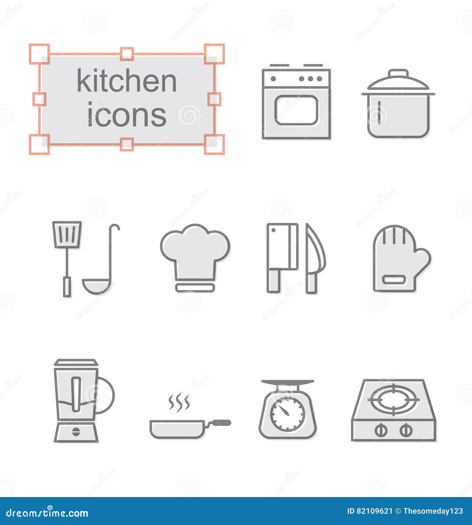 Thin Line Icons Set, Kitchen Stock Vector - Illustration of blender ...