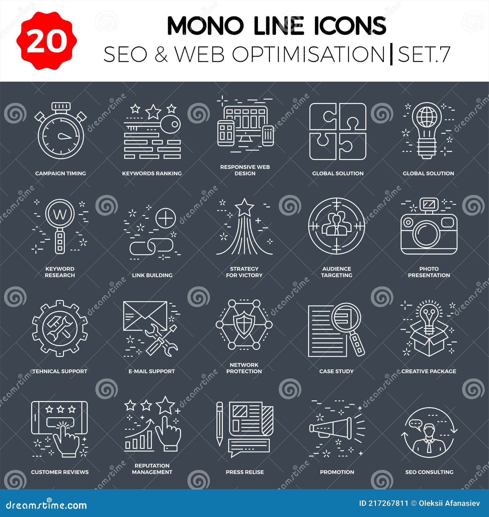 Thin Line Icons Set of Search Engine Optimization Stock Vector ...