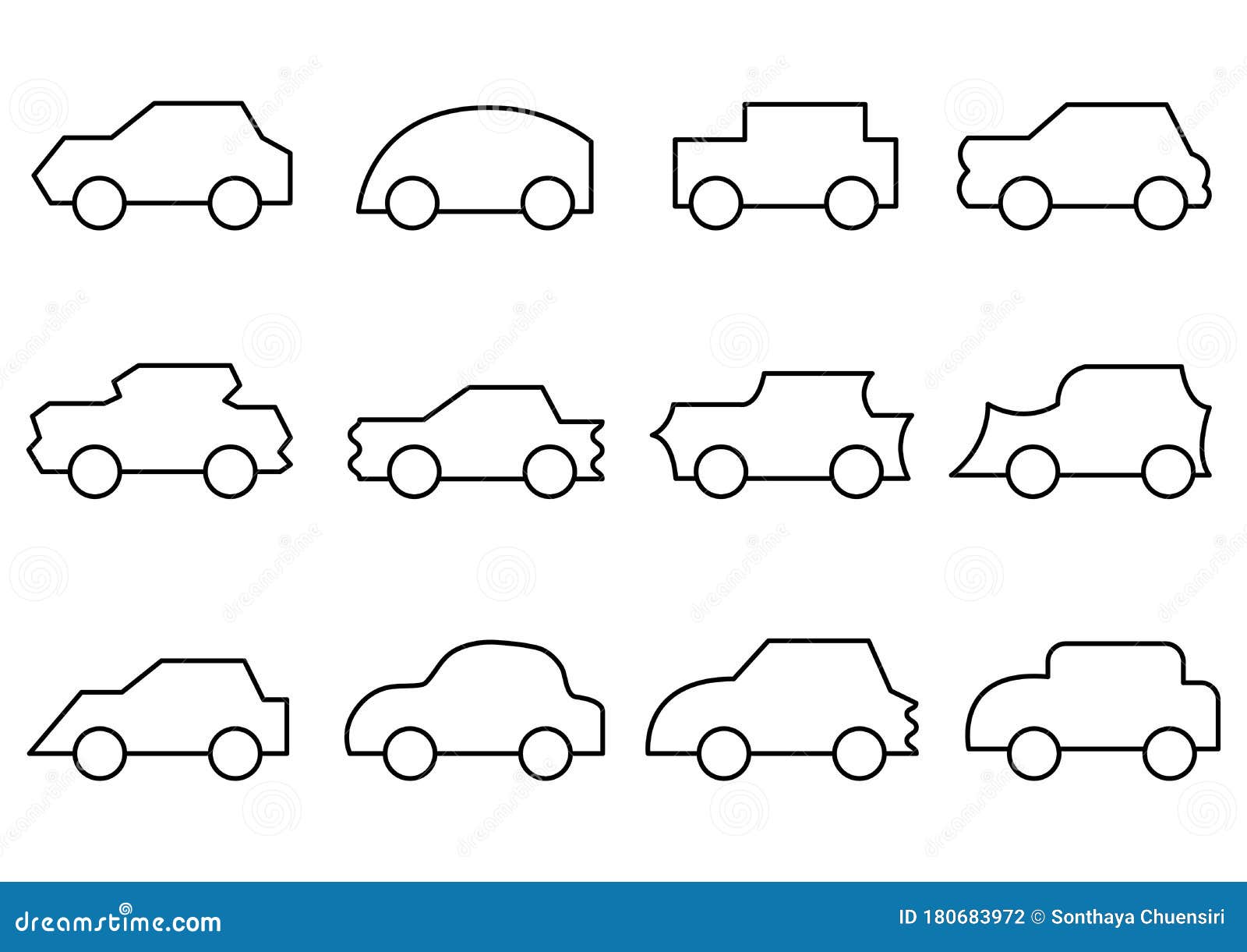 Thin Line Icons Set,transportation,Car Side View,vector Illustrations ...