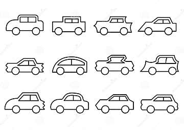 Thin Line Icons Set,transportation,Car Side View,vector Illustrations ...