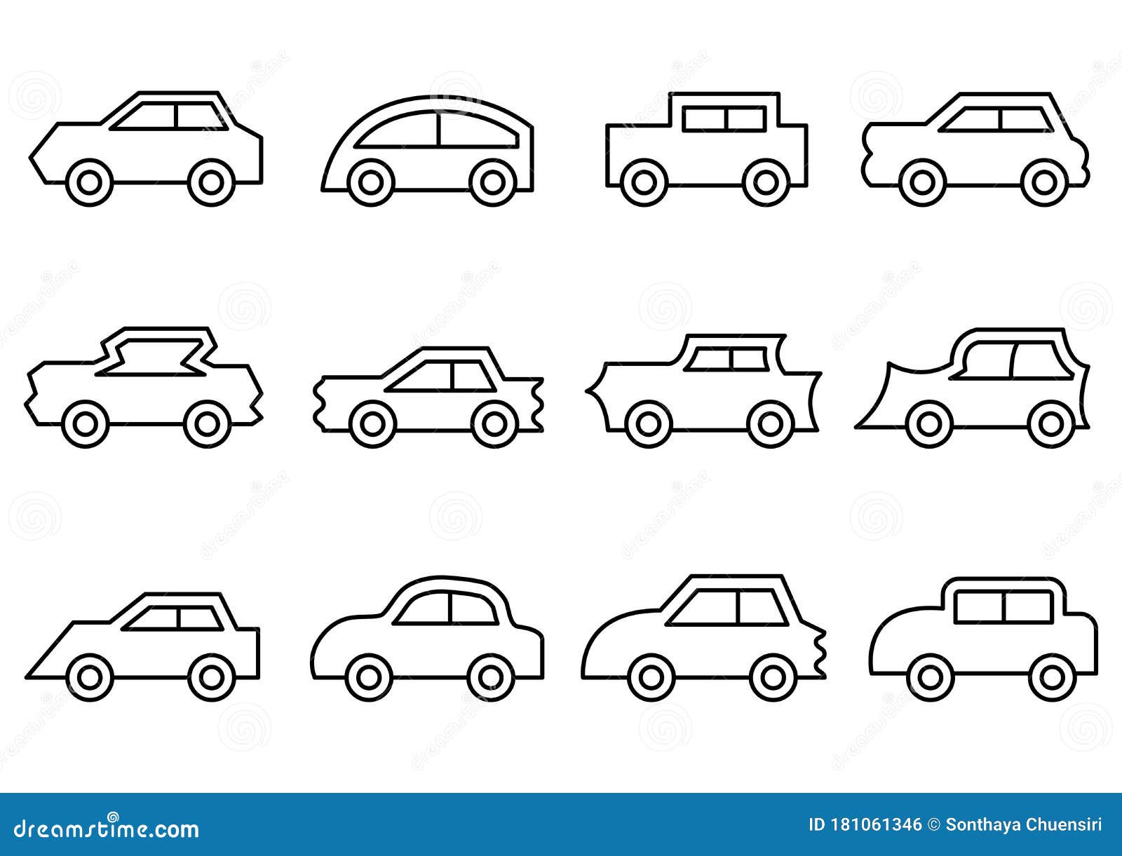 Thin Line Icons Set,transportation,Car Side View,vector Illustrations ...
