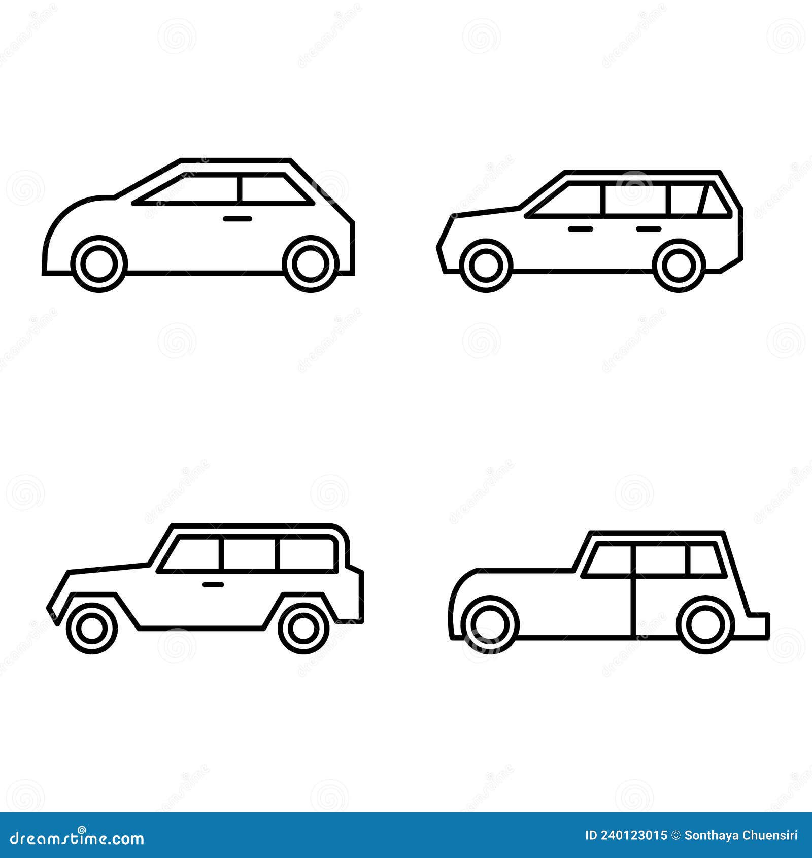 Thin Line Icons Set,transportation,Car Side View,vector Illustrations ...