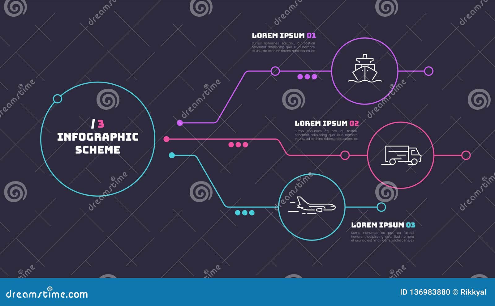 Thin Line Infographic Scheme with 3 Options. Vector Template for Stock ...